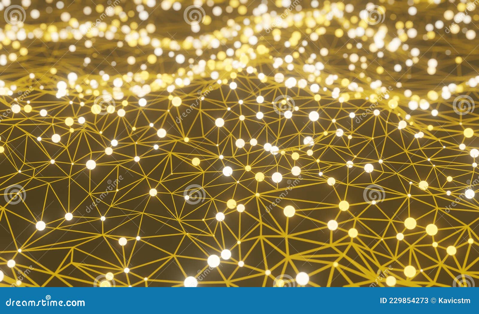 3D Yellow Data Network. Abstract Grid Background Stock Illustration ...