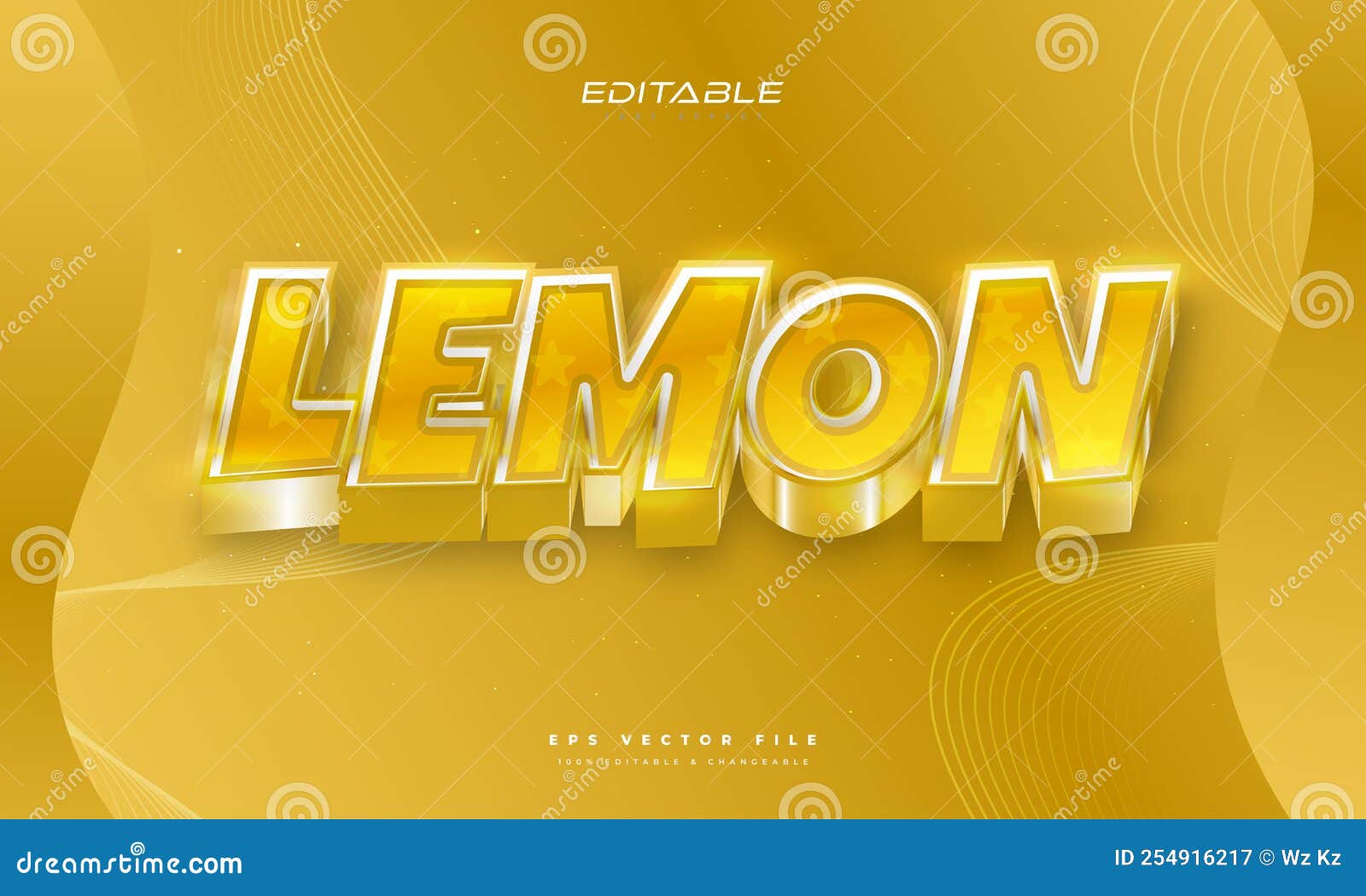 3D Yellow Lemon Text Style Effect. Editable Text Effect Stock Vector ...