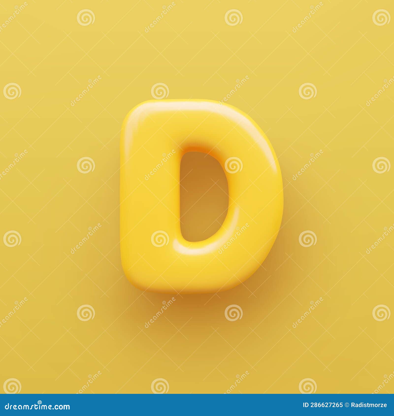 3D Yellow Letter D with a Glossy Surface on a Yellow Background . Stock ...