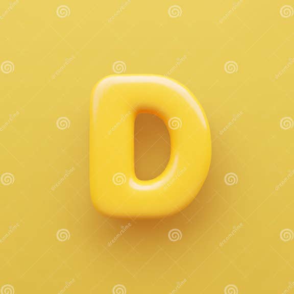 3D Yellow Letter D with a Glossy Surface on a Yellow Background . Stock ...
