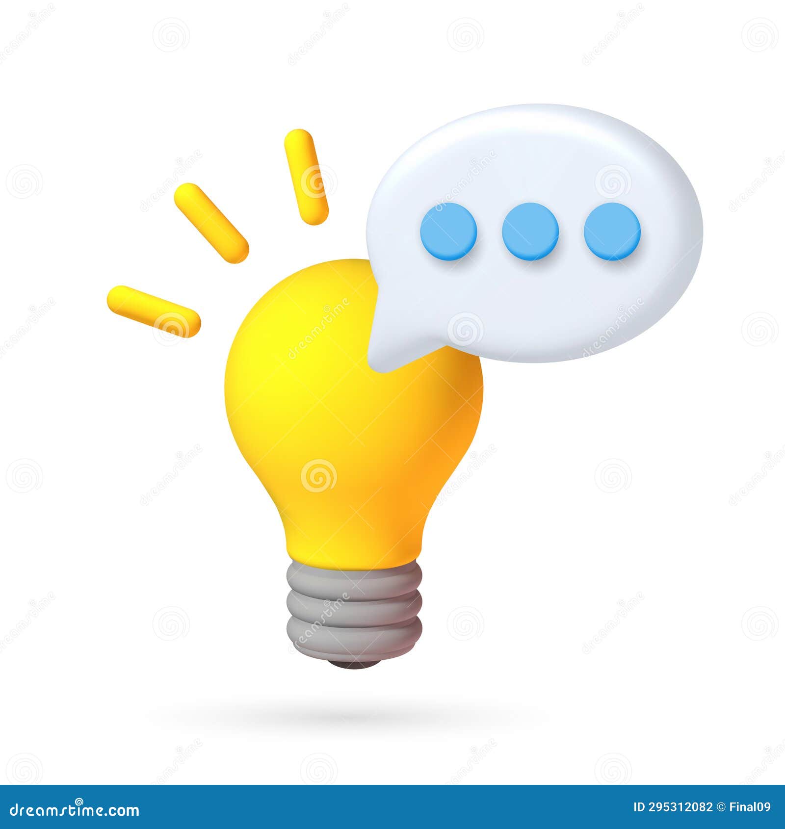 3d Yellow Lighting Bulb Icon. 3d Vector Render Simbol Ideya Solution ...