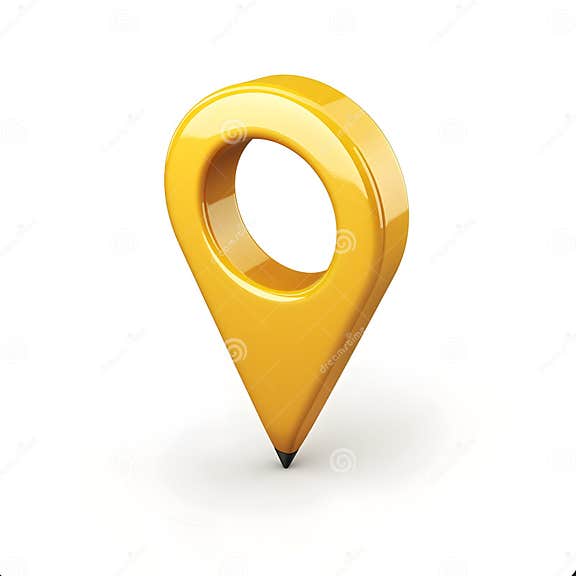 3D Yellow Map Marker Icon Indicating a Location on a Map. Stock ...