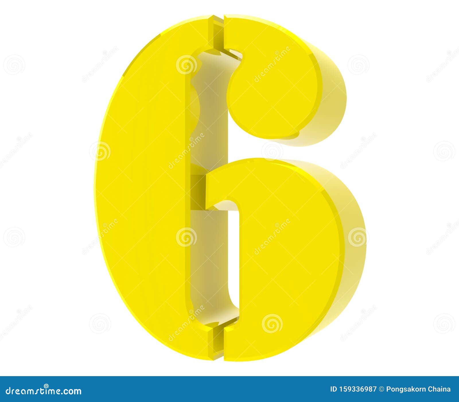 3d Yellow Number 6 Isolated on White Background 3d Rendering Stock ...