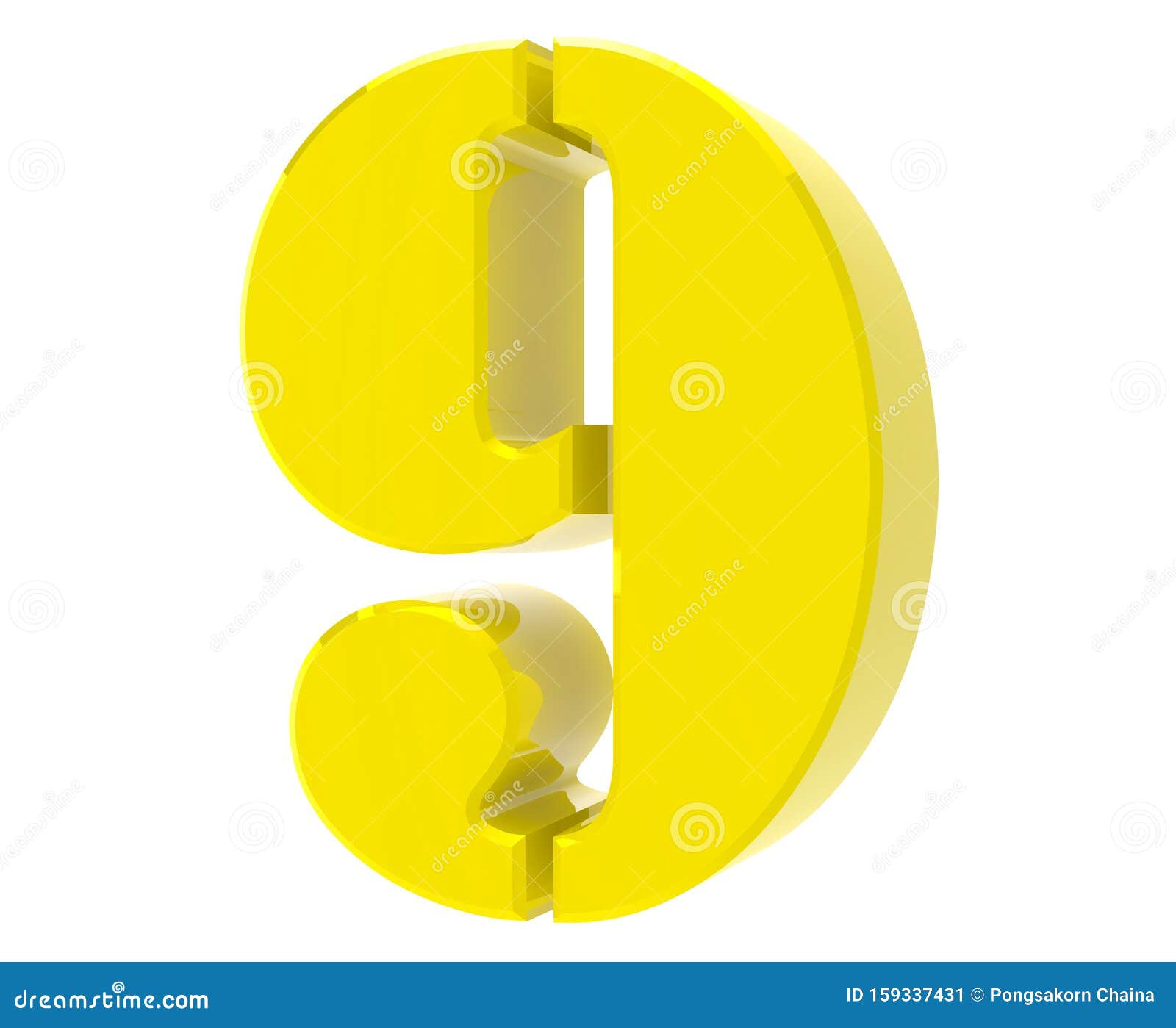 3d Yellow Number 9 on White Background 3d Rendering Stock Illustration ...