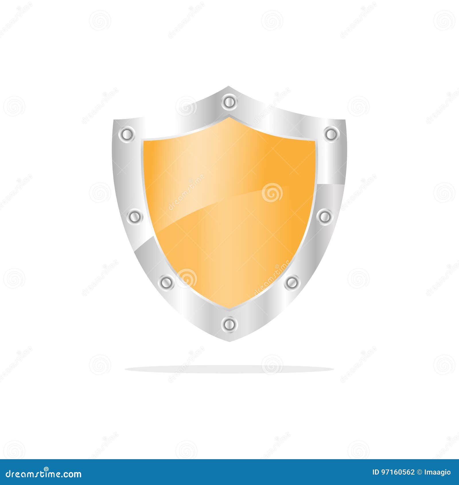 3D Yellow security shield stock vector. Illustration of sign - 97160562
