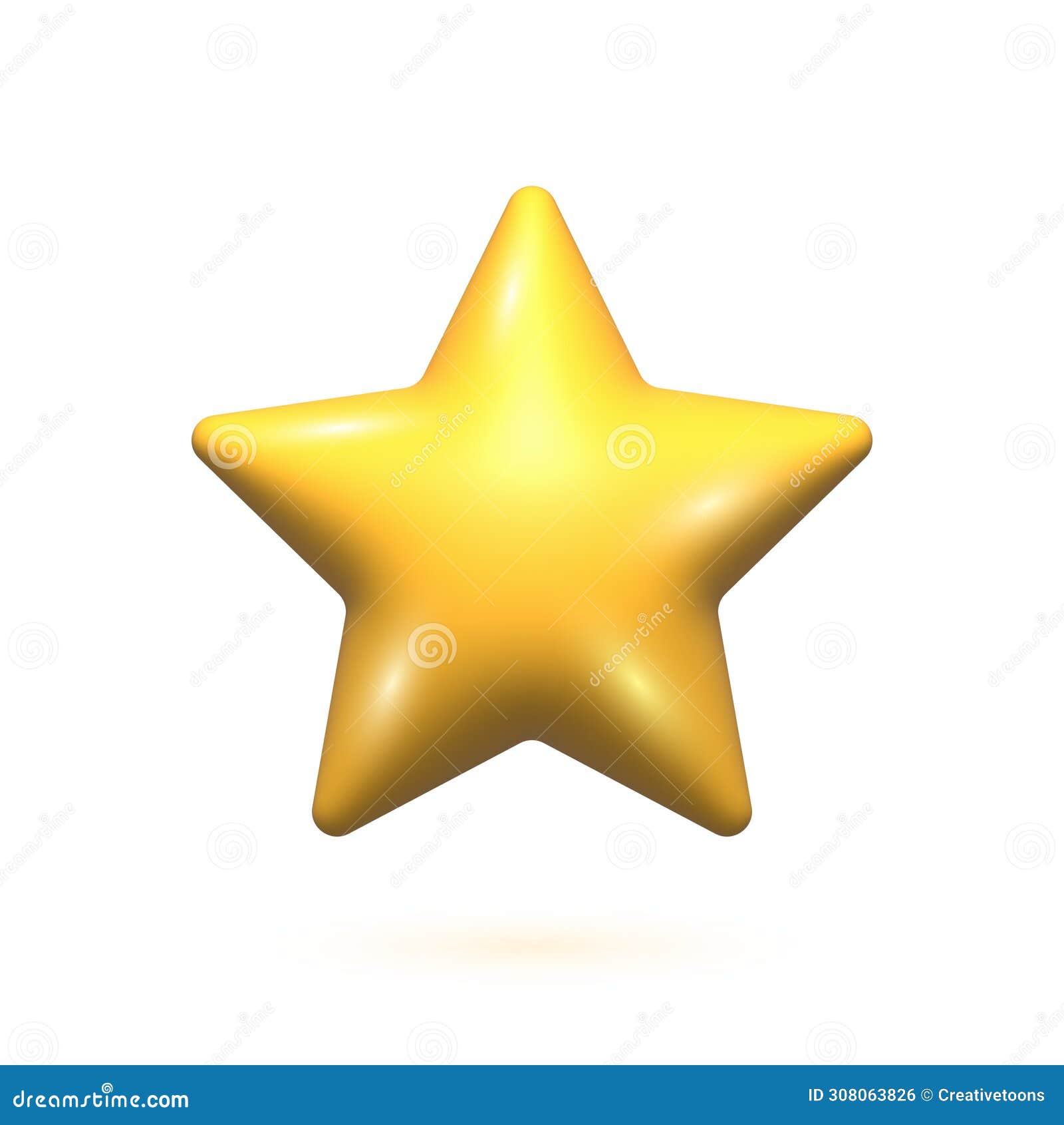 3D Yellow Star. One Realistic 3D Yellow Star Isolated on White ...