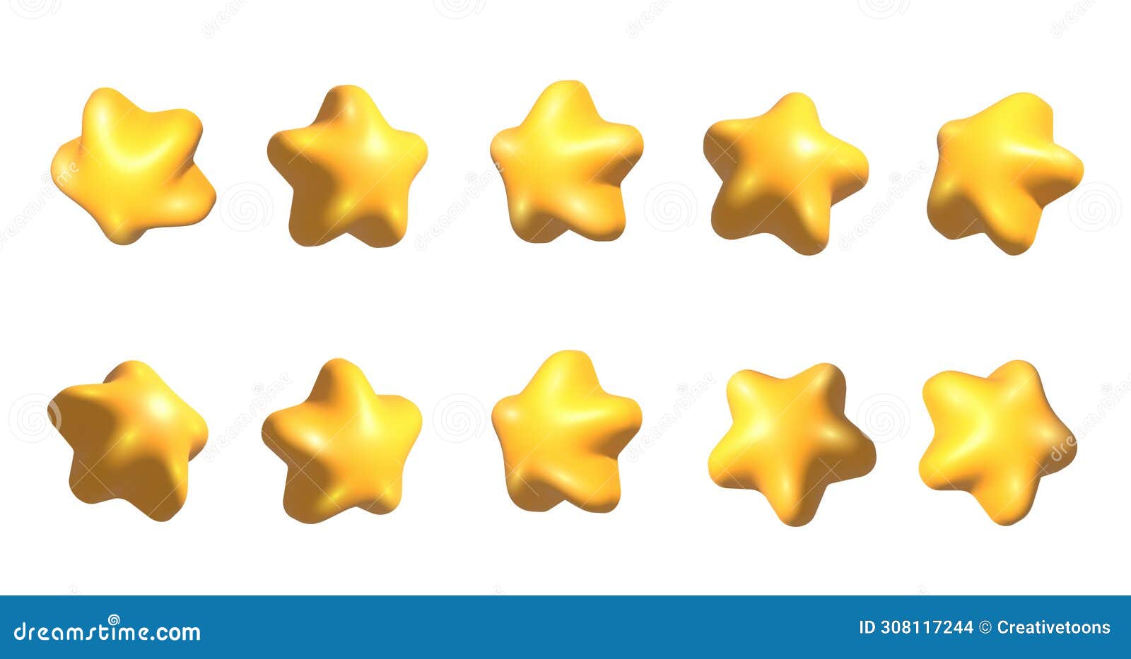 3D Yellow Stars Set. Realistic 3d Yellow Stars Set from Different ...