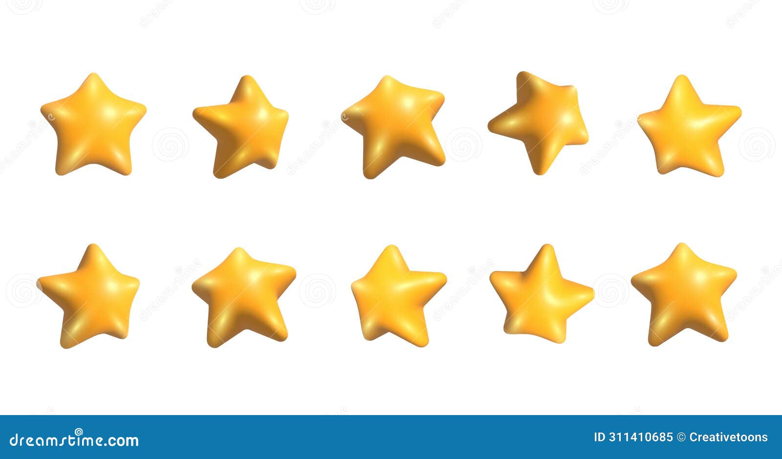3D Yellow Stars Set. Realistic 3d Yellow Stars Set from Different ...
