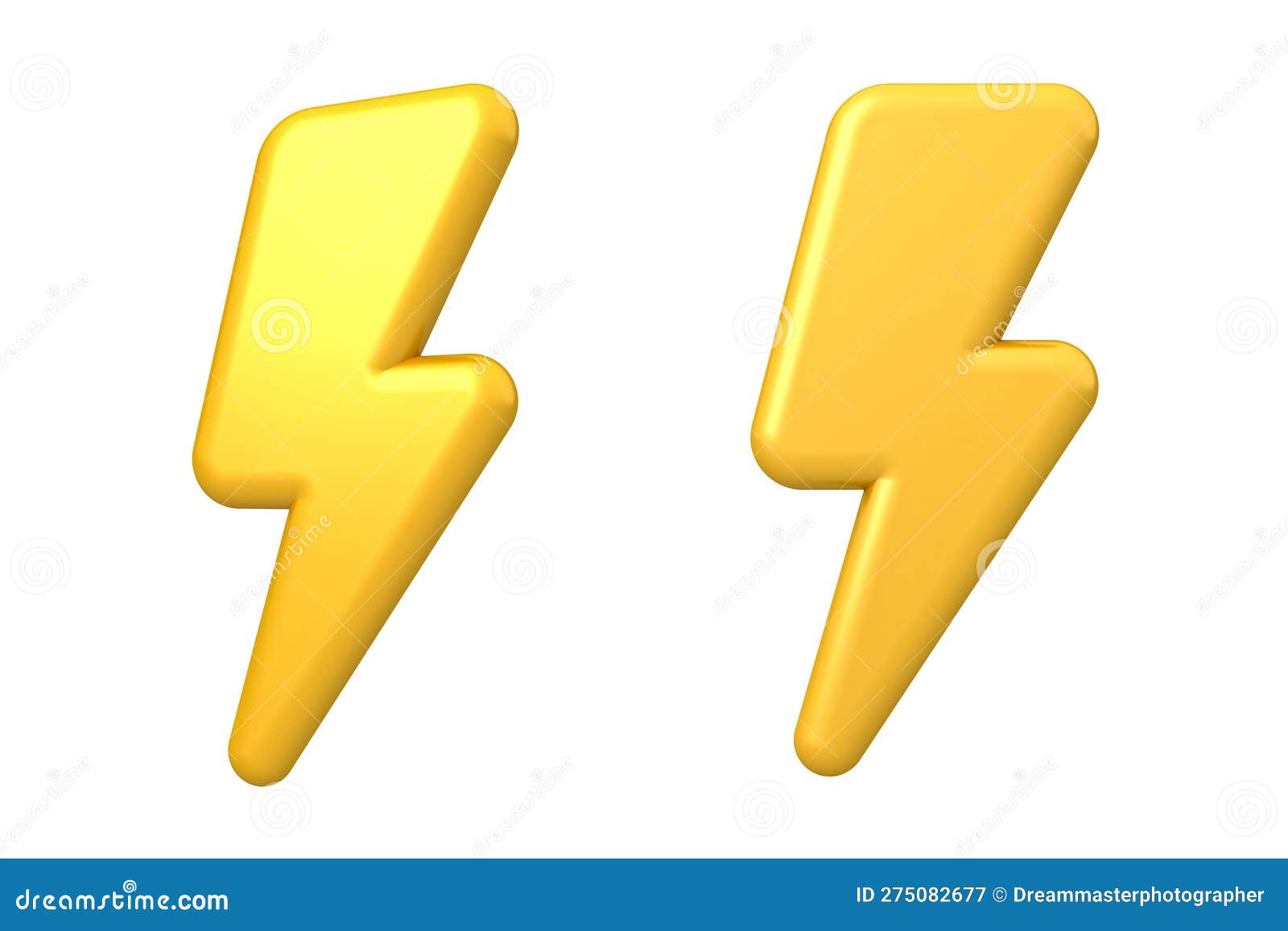 3d Yellow Thunder or Lightning Flash Isolated Over White Background ...