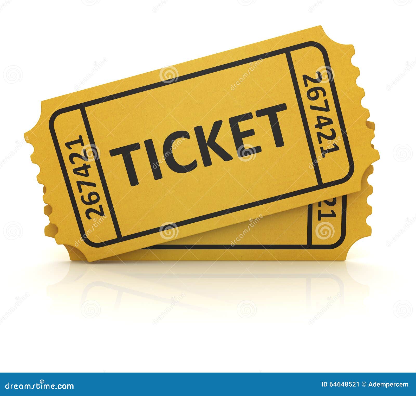 3d yellow ticket stock illustration. Illustration of symbol - 64648521