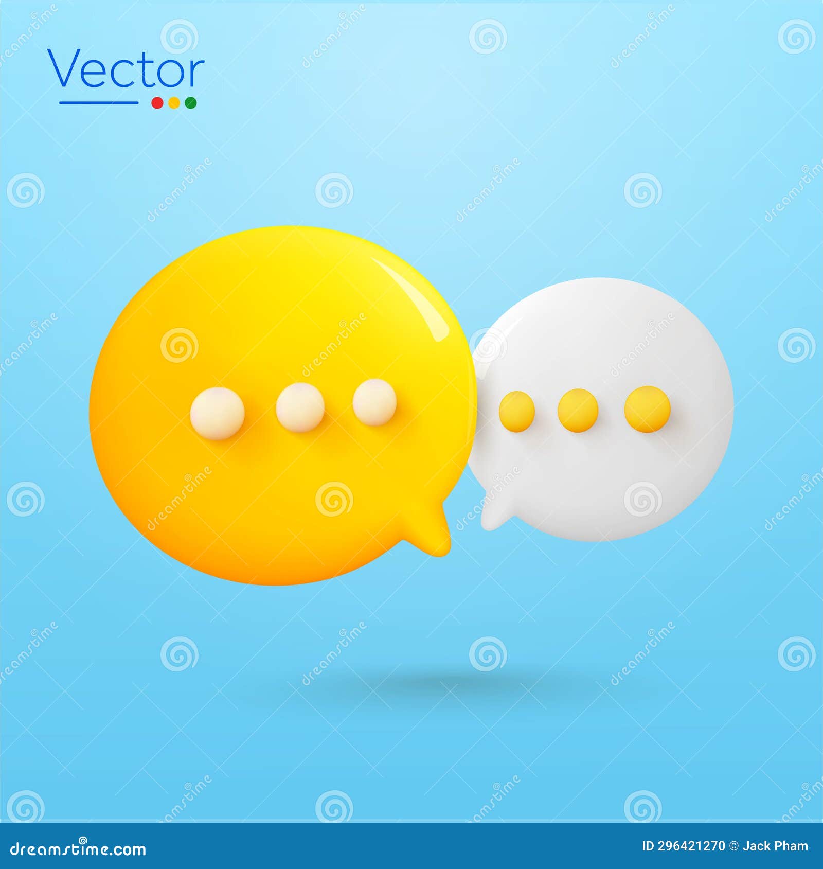 3d Yellow and White Chat or Thinking Bubble, Boxes, Isolated on ...