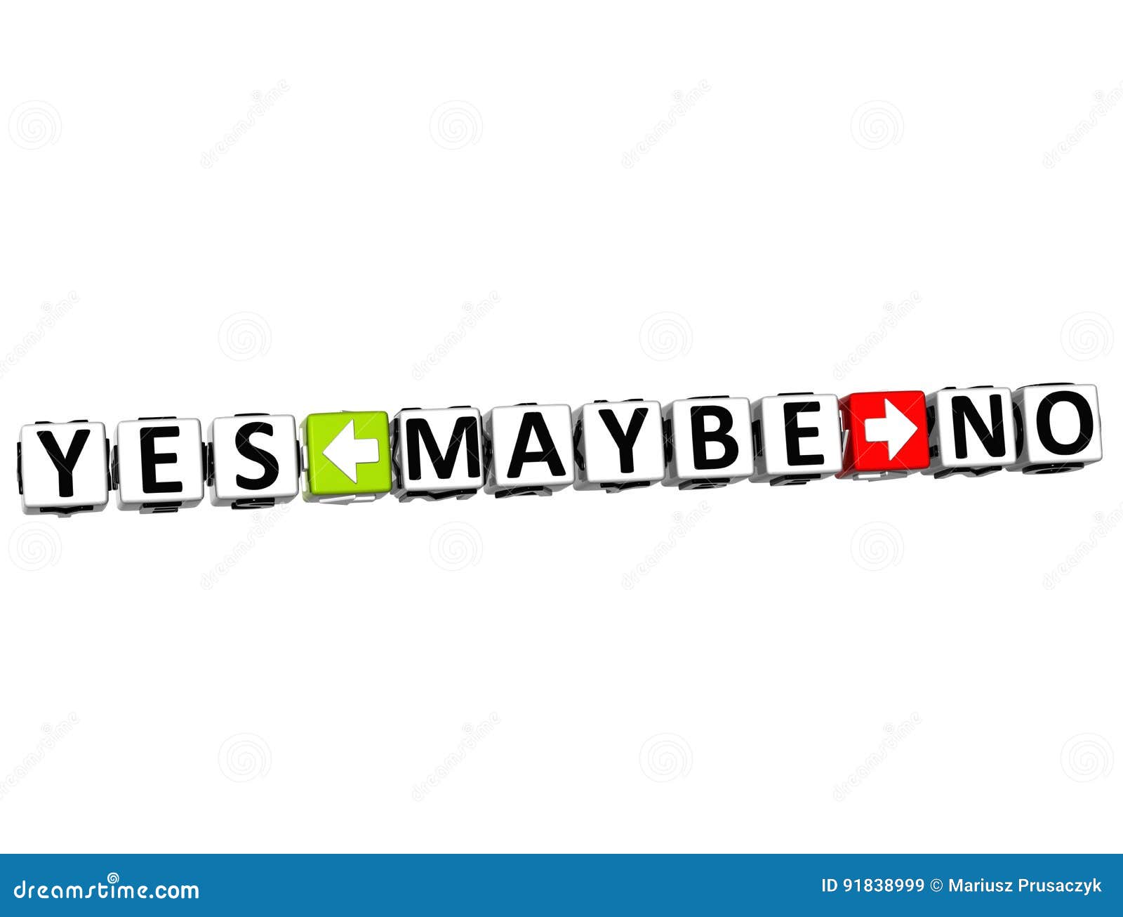 3D Yes Maybe No Button Click Here Block Text Stock Illustration ...