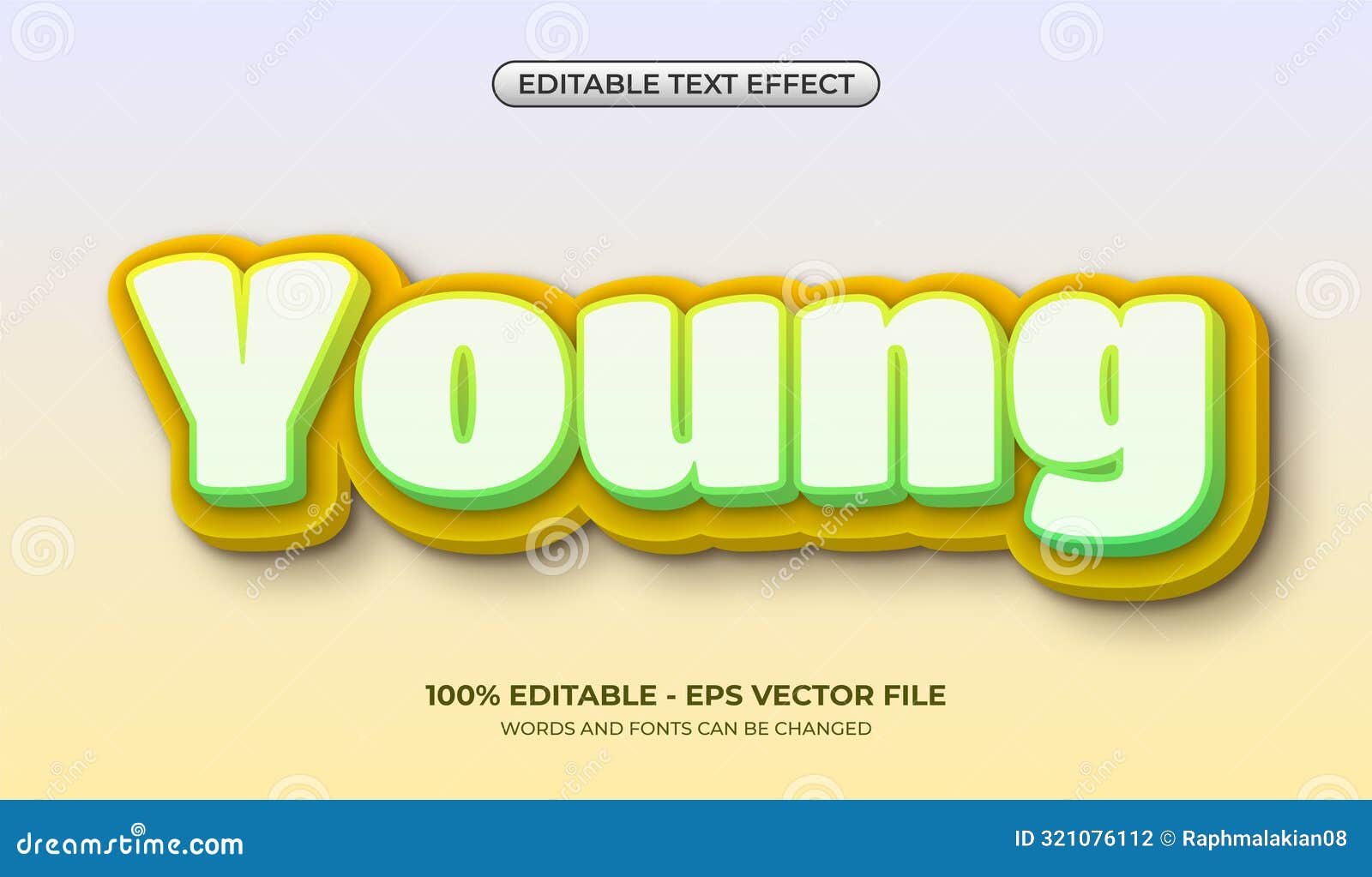 3D Young Text Effect. Editable Cheerful Kids Comic Cartoon Text Effect ...