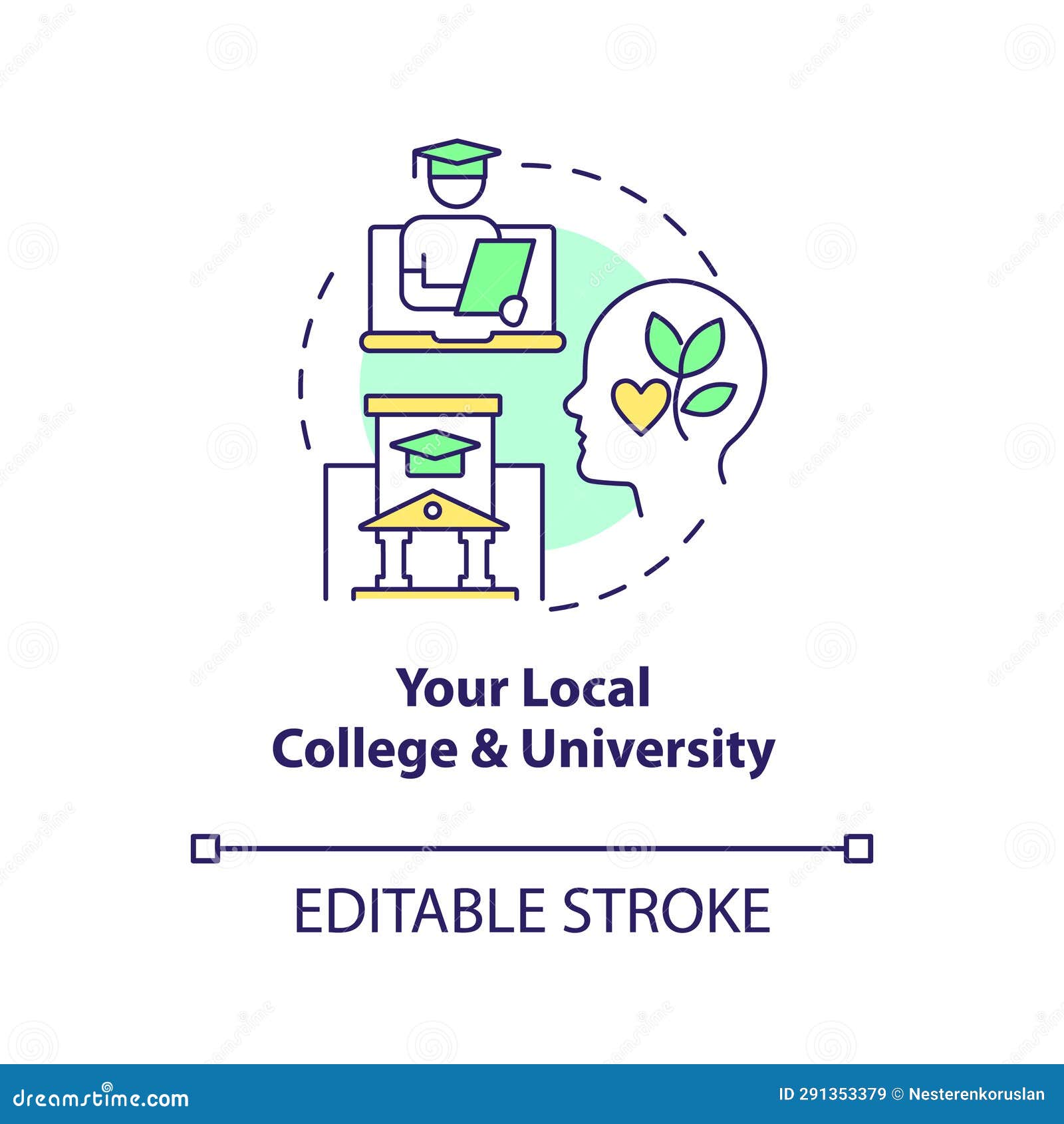 2D Your Local College and University Linear Icon Concept Stock Vector ...