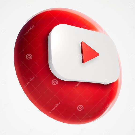 3D Youtube Button Icon Shape Editorial Image - Illustration of logo ...