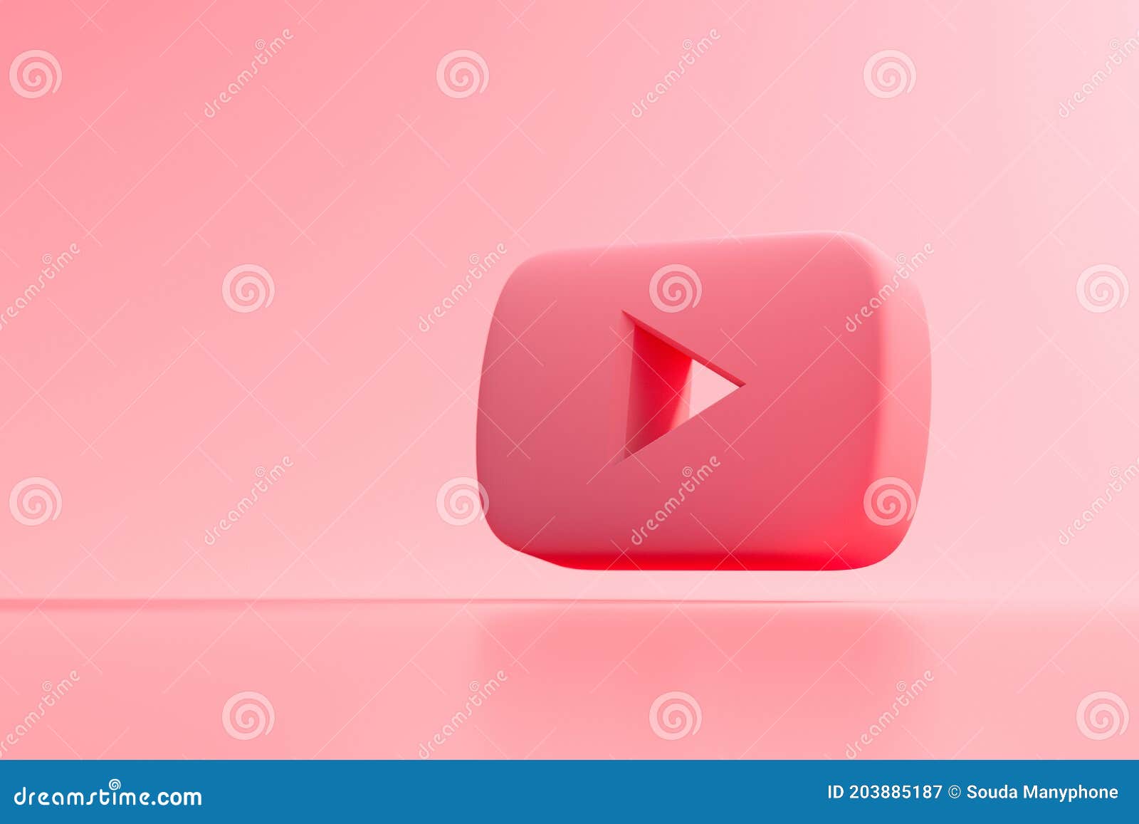 3D Youtube Logo on Red Background, Social Media Application. 3d Render ...