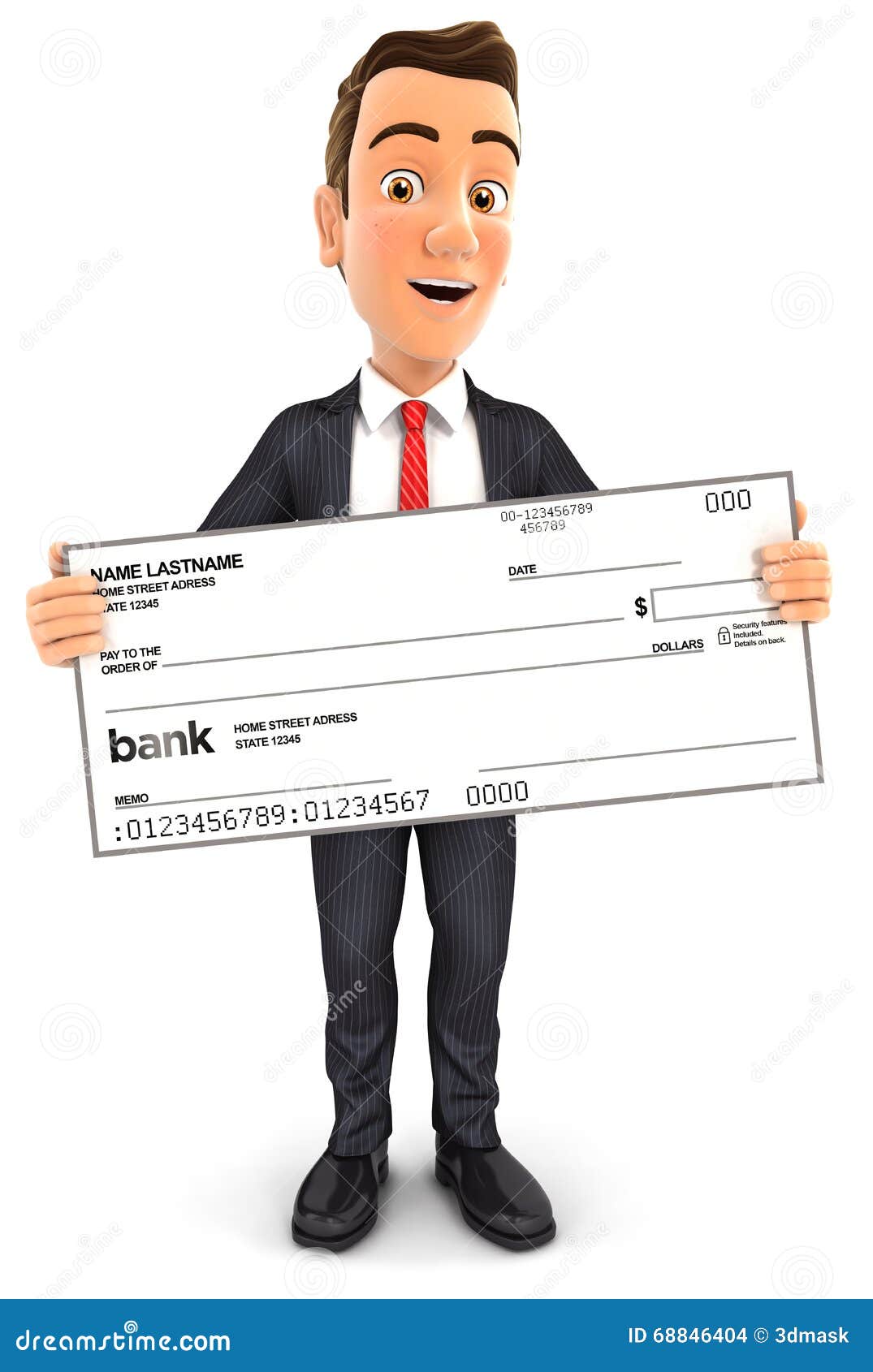3d Zakenman Die Grote Cheque Houden Stock Illustratie - Illustration of ...