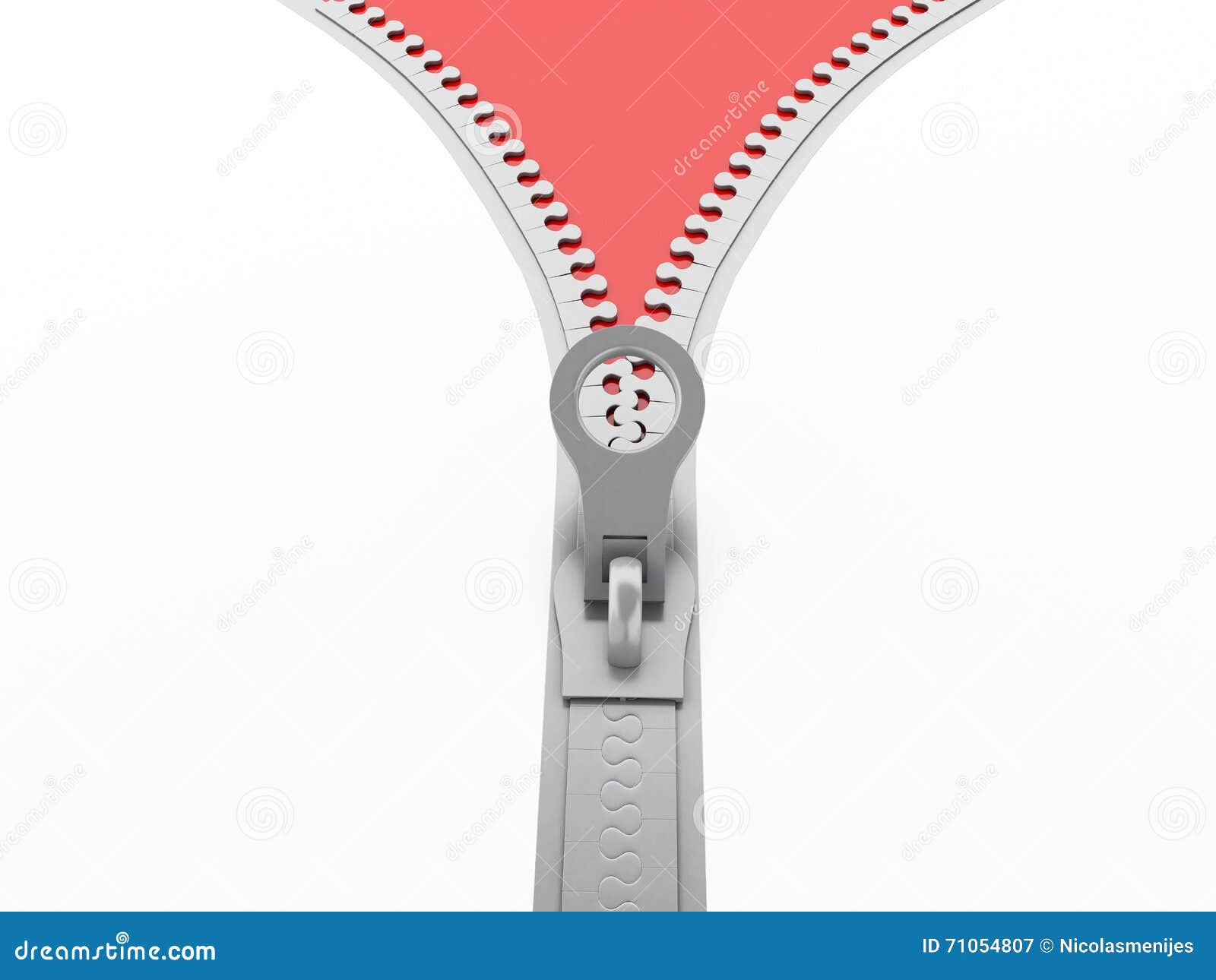 3d Zipper Open on White Background. Stock Illustration - Illustration ...