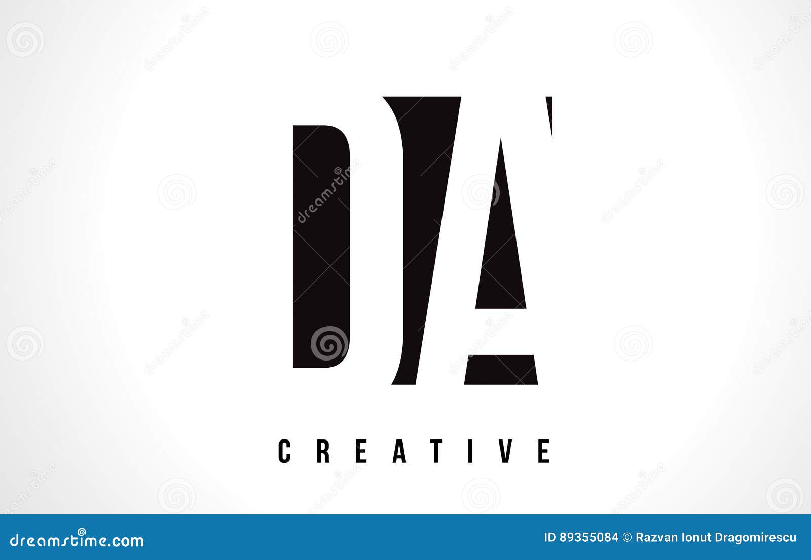 DA D a White Letter Logo Design with Black Square. Stock Vector ...