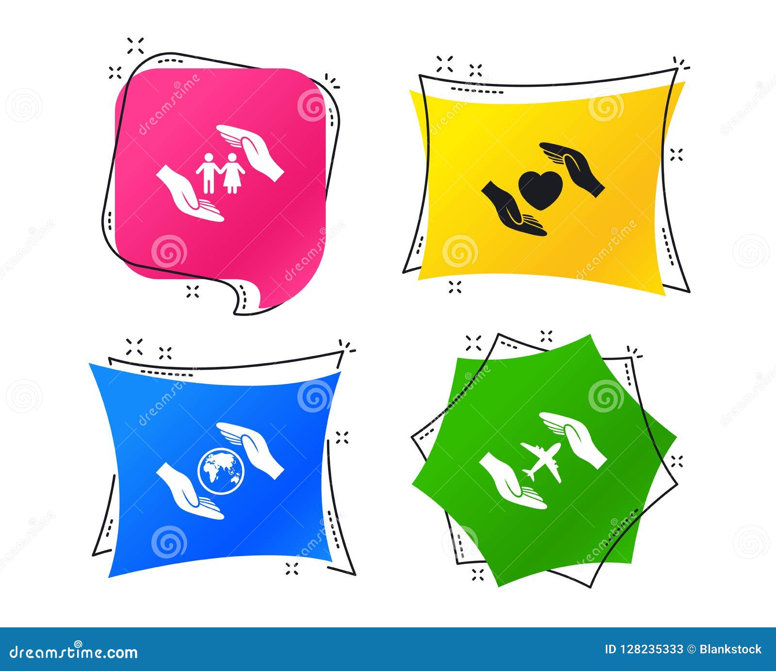 Da Iconos Del Seguro Seguro De Vida Humano Vector Ilustración del ...