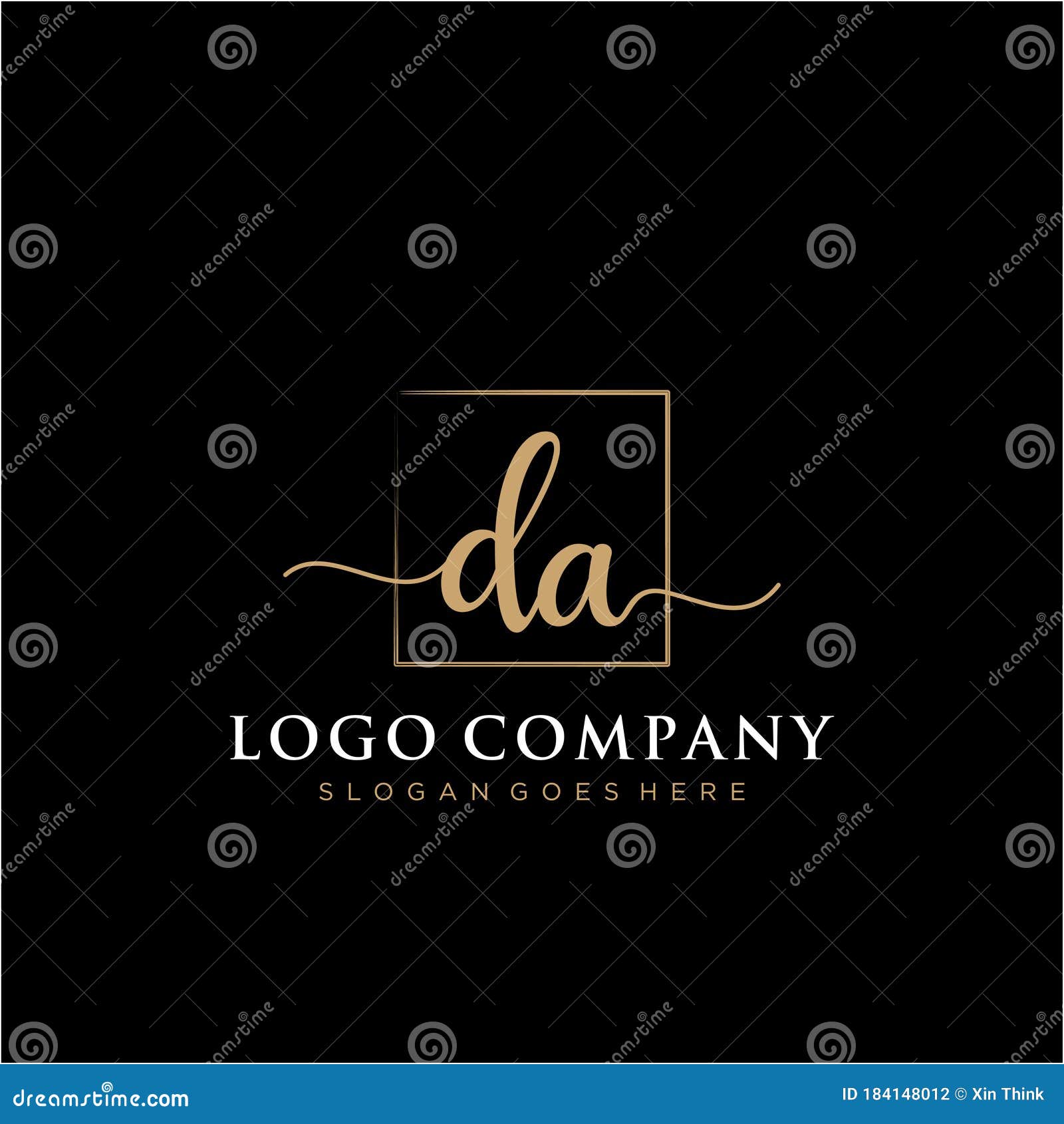 DA Initial Handwriting Logo with Rectangle Template Vector Stock Vector ...