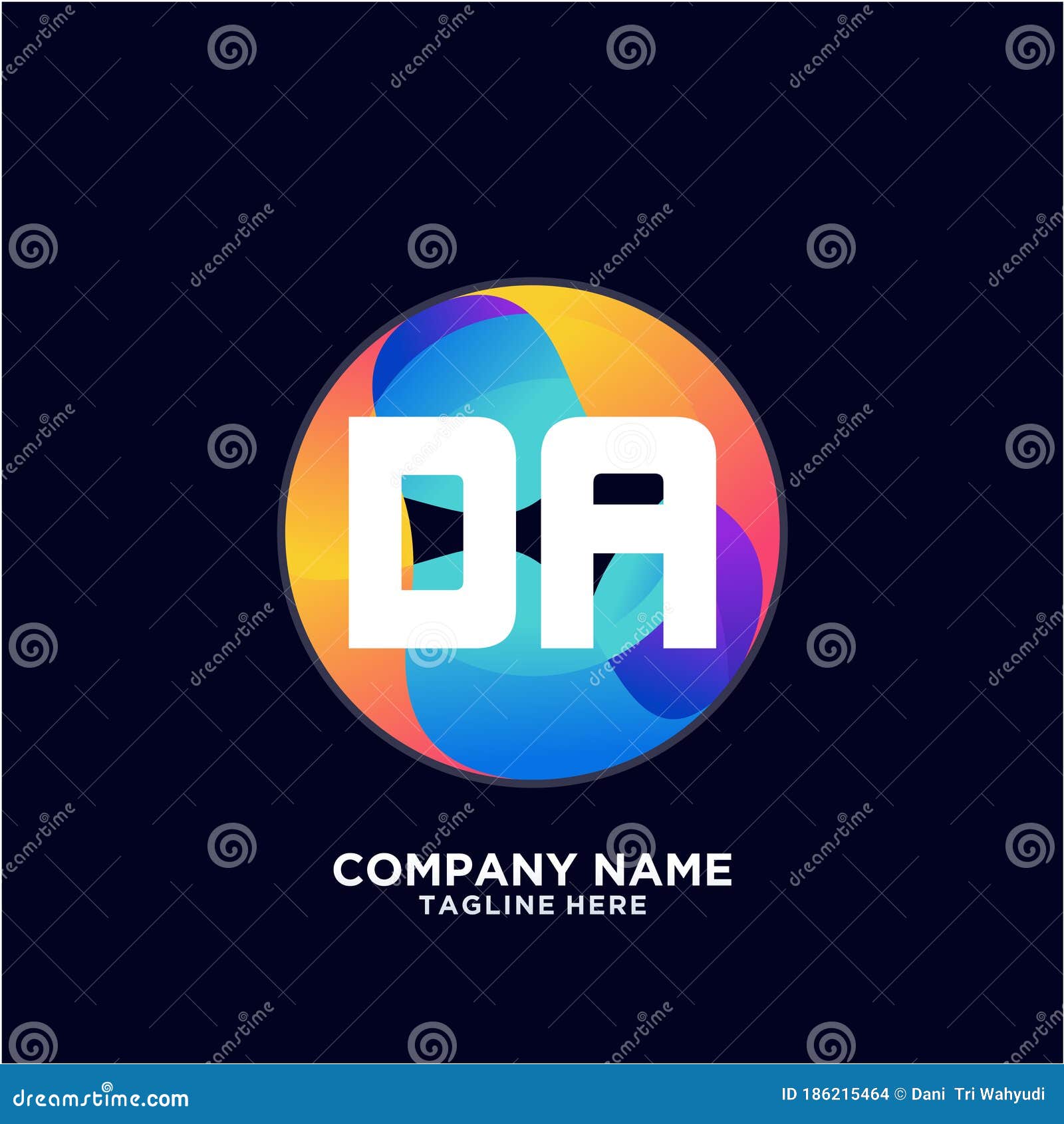 DA Initial Logo with Colorful Circle Template Vector Stock Vector ...