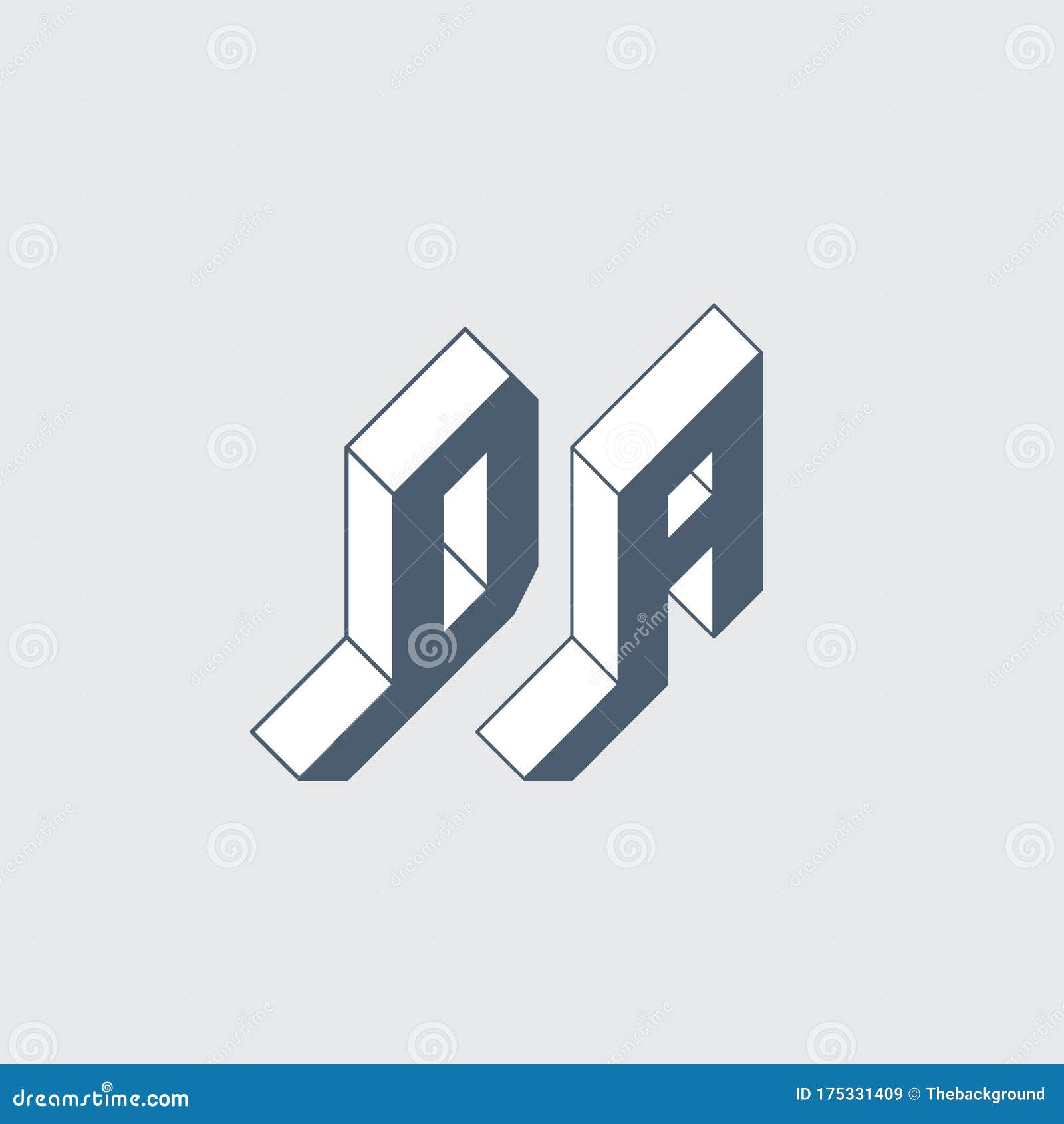 DA - 2-letter Code. D and a - Monogram or Logotype. Isometric 3d Font ...