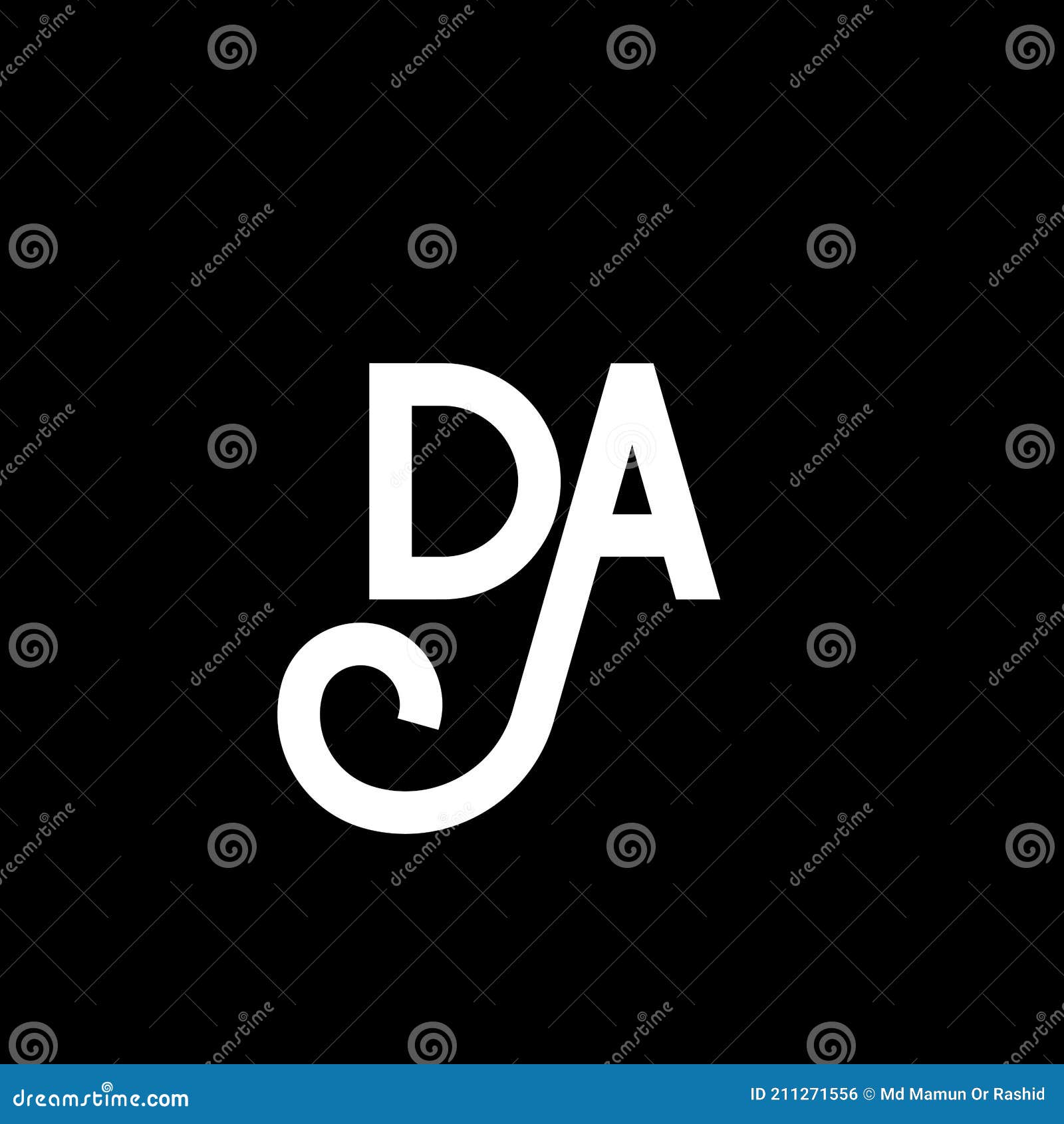 DA Letter Logo Design on Black Background. DA Creative Initials Letter ...