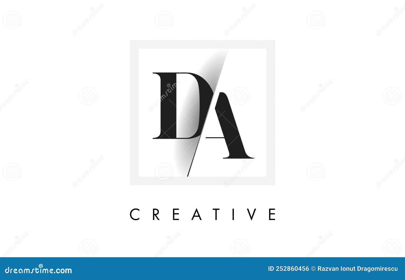 DA Serif Letter Logo Design with Creative Intersected Cut Stock Vector ...