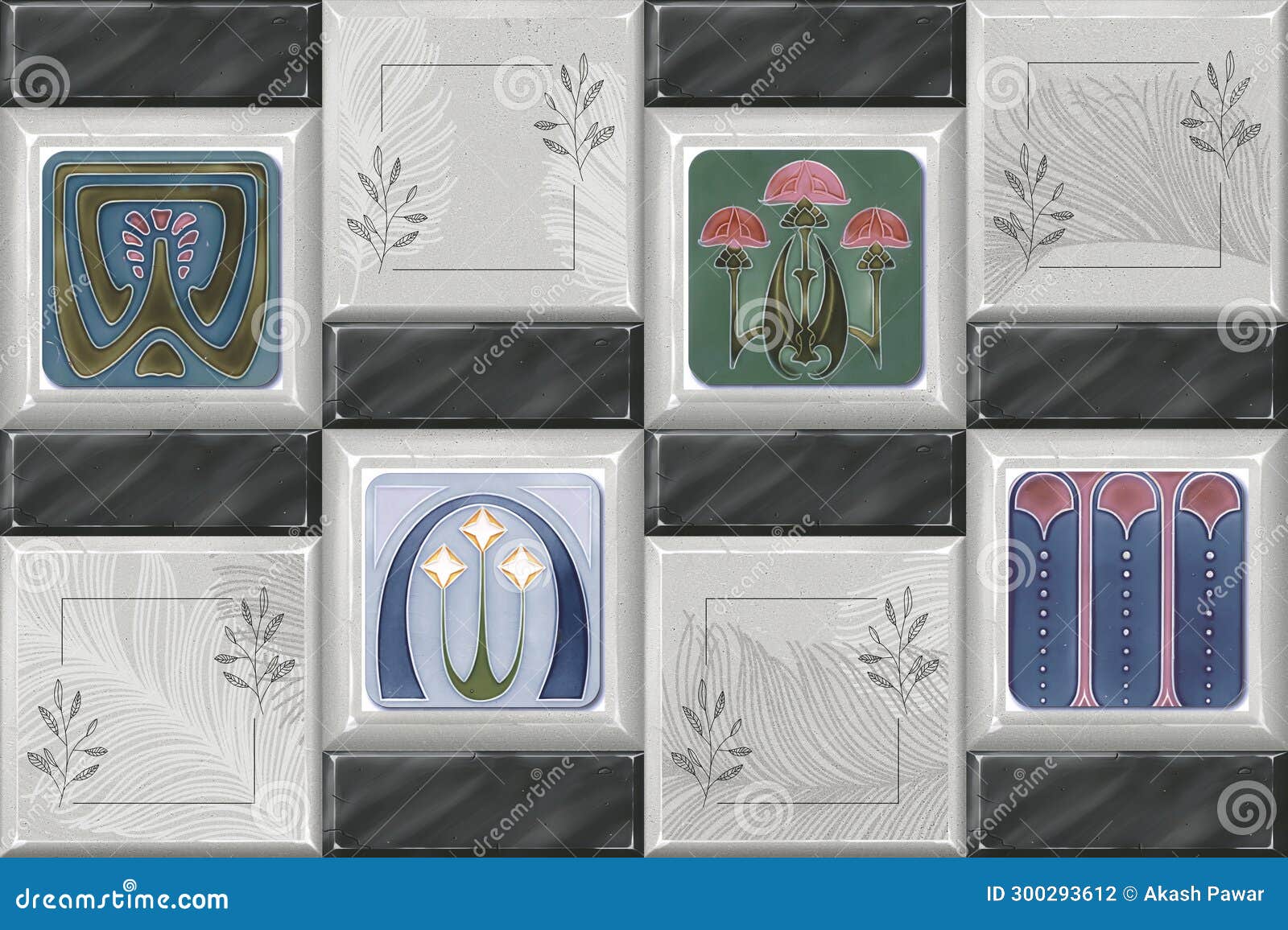 Colour Full Wall Tile Design Most Colourful Stock Illustration ...