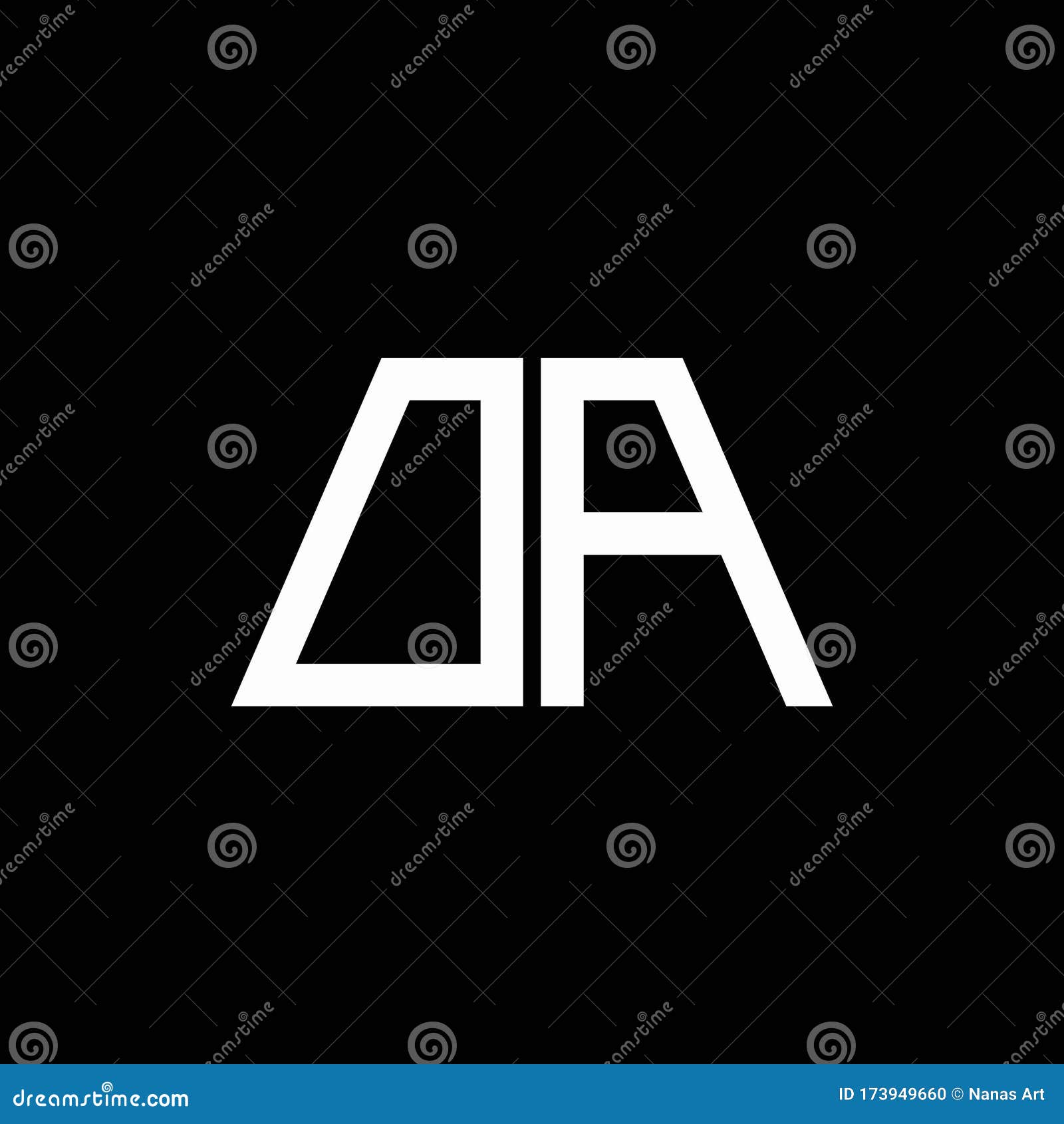 DA Logo Abstract Monogram Isolated on Black Background Stock ...