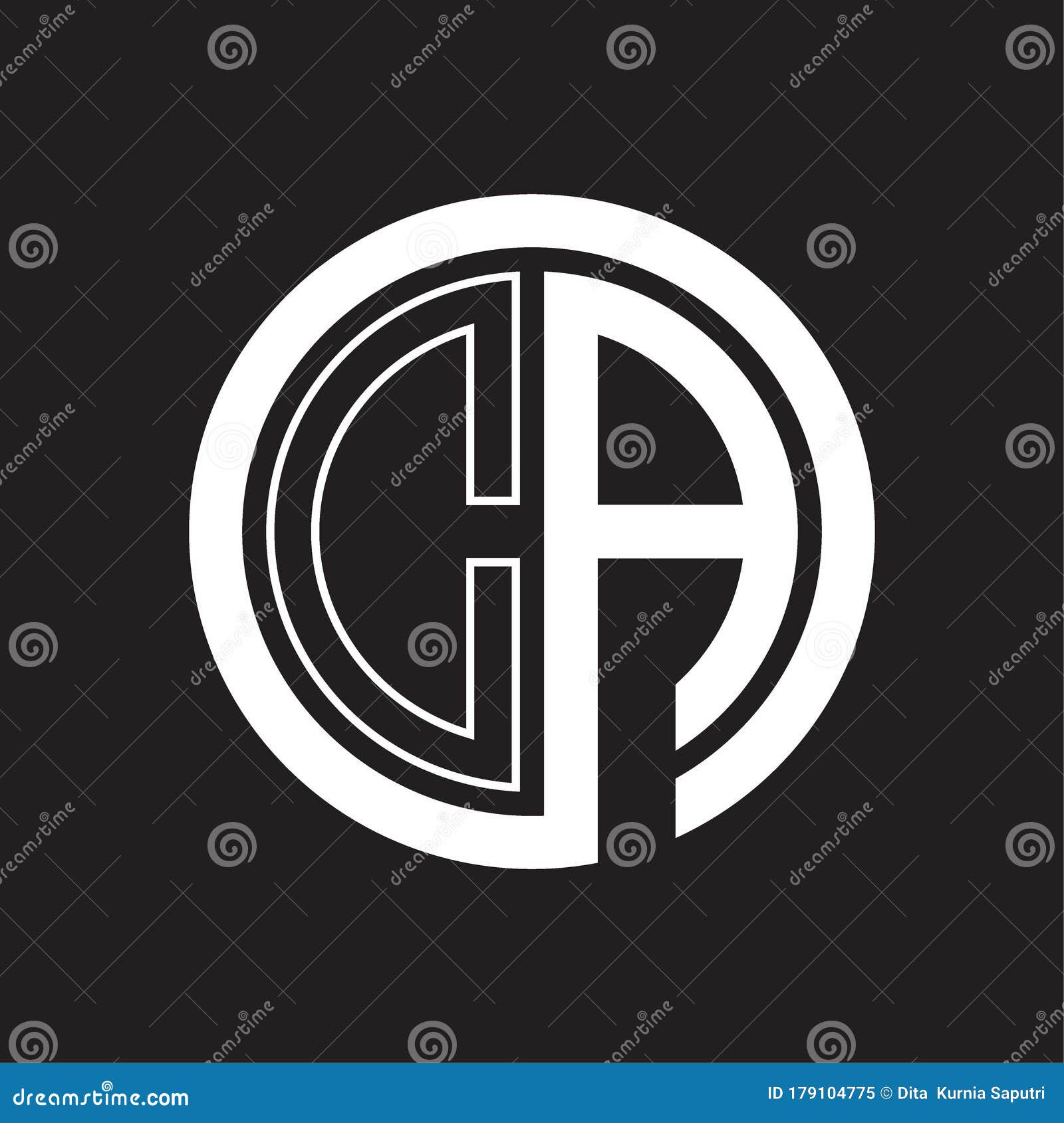 DA Logo with Circle Rounded Negative Space Design Template Stock Vector ...