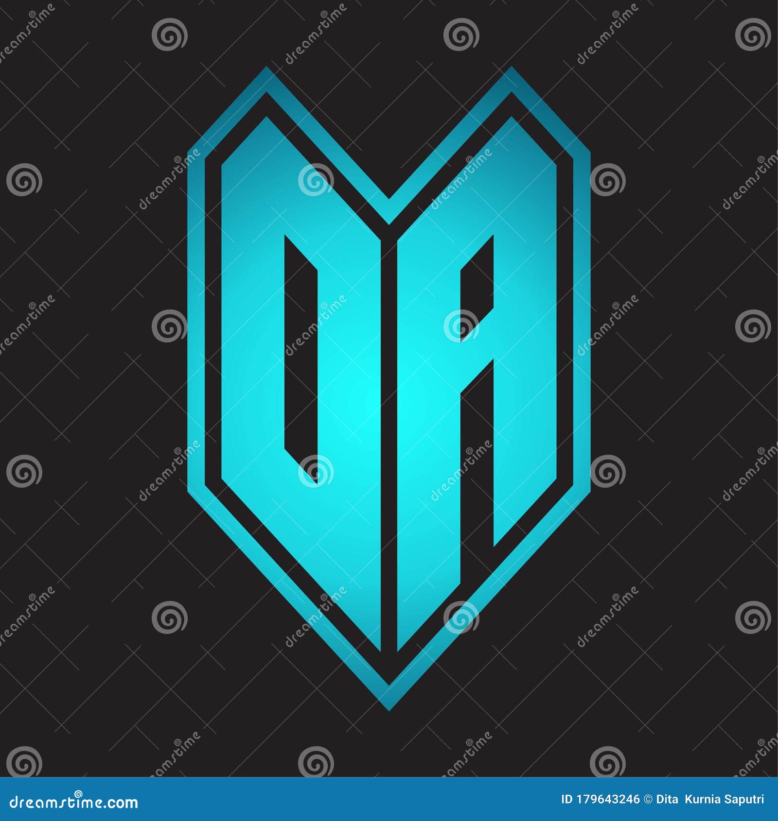 DA Logo Monogram with Emblem Line Style Isolated on Blue Gradient ...