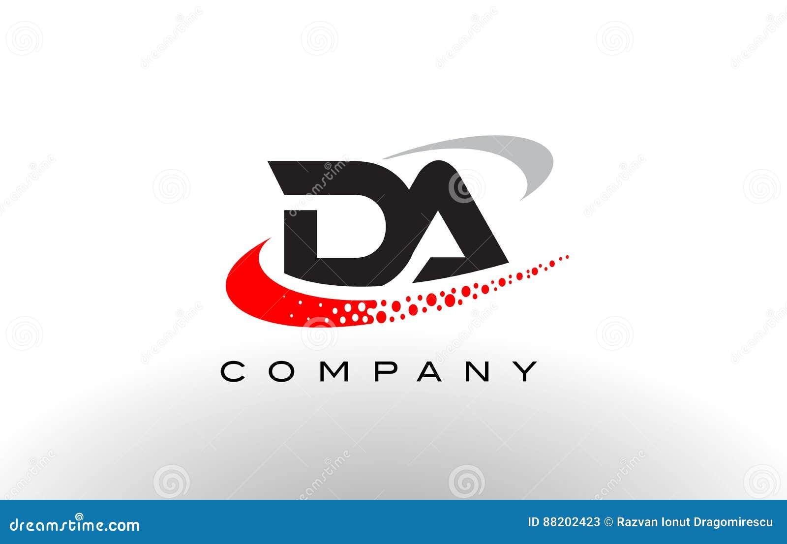 DA Modern Letter Logo Design with Red Dotted Swoosh Stock Vector ...