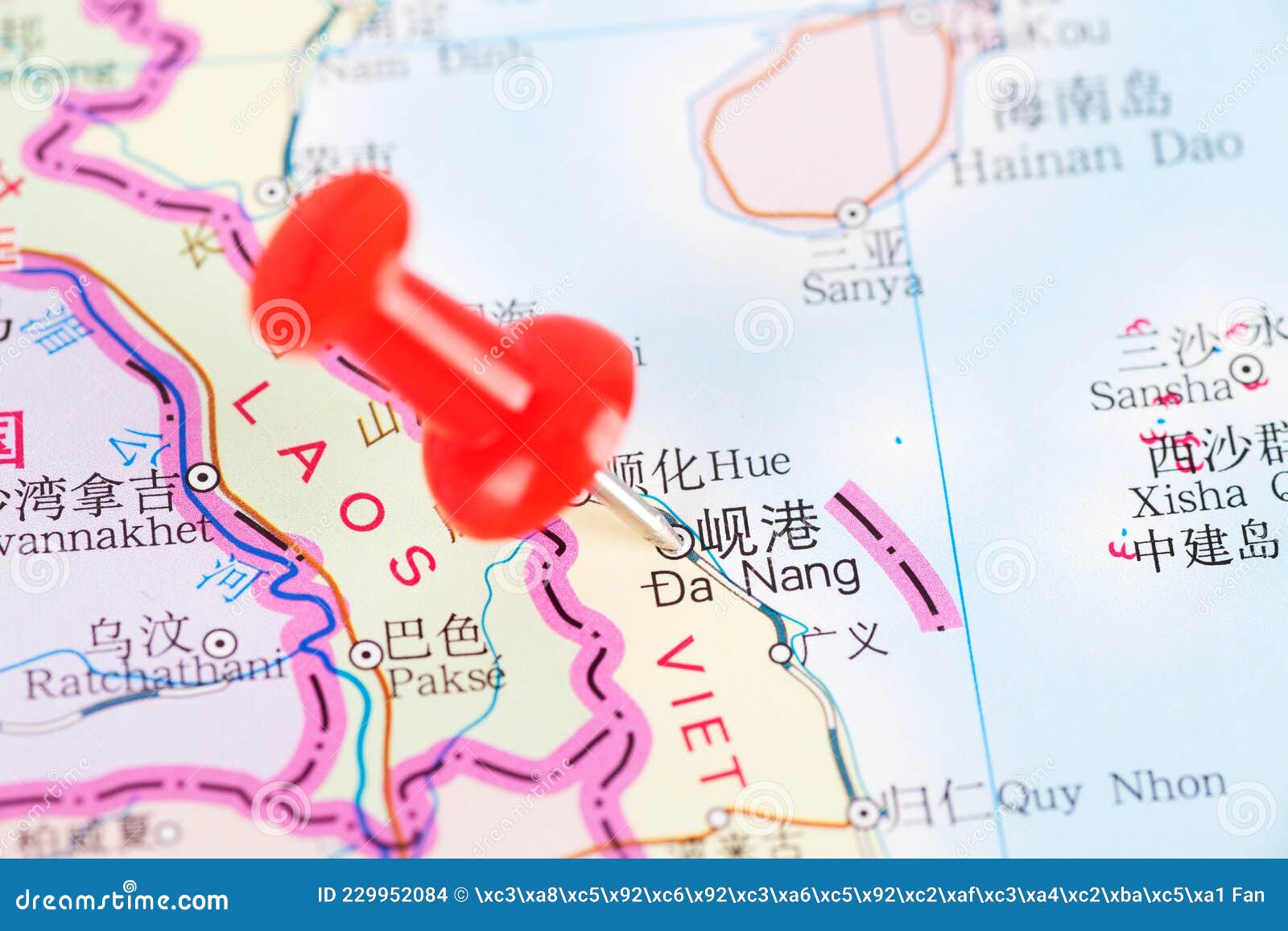 Da Nang, a Vietnamese City Marked on the Map Stock Photo - Image of ...