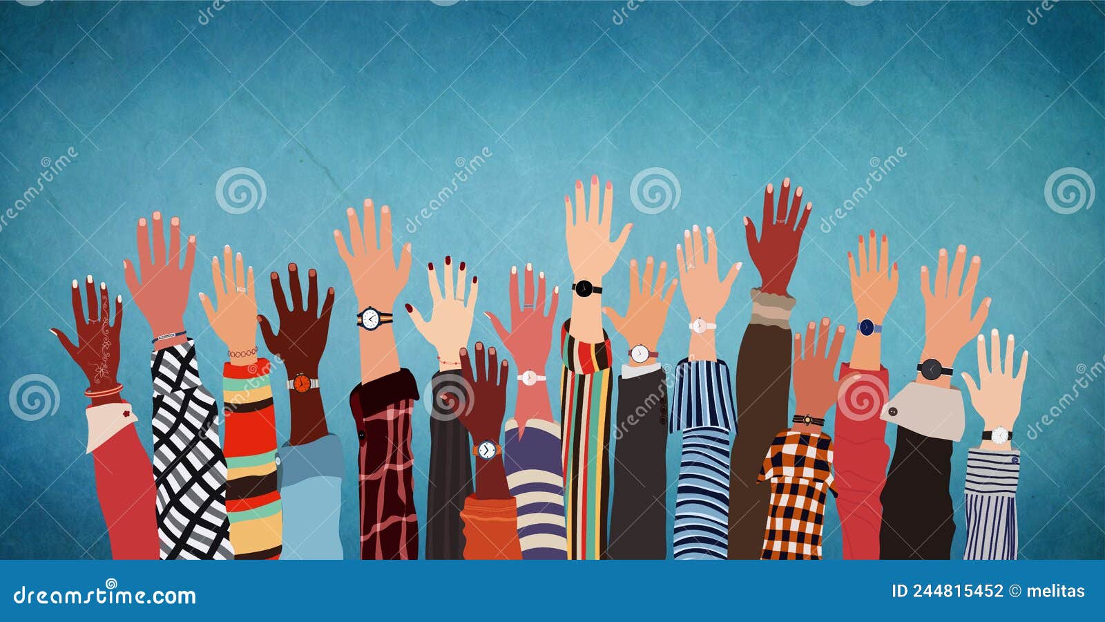 Group Raised Human Arms and Hands.Diversity Multiethnic People. Racial ...