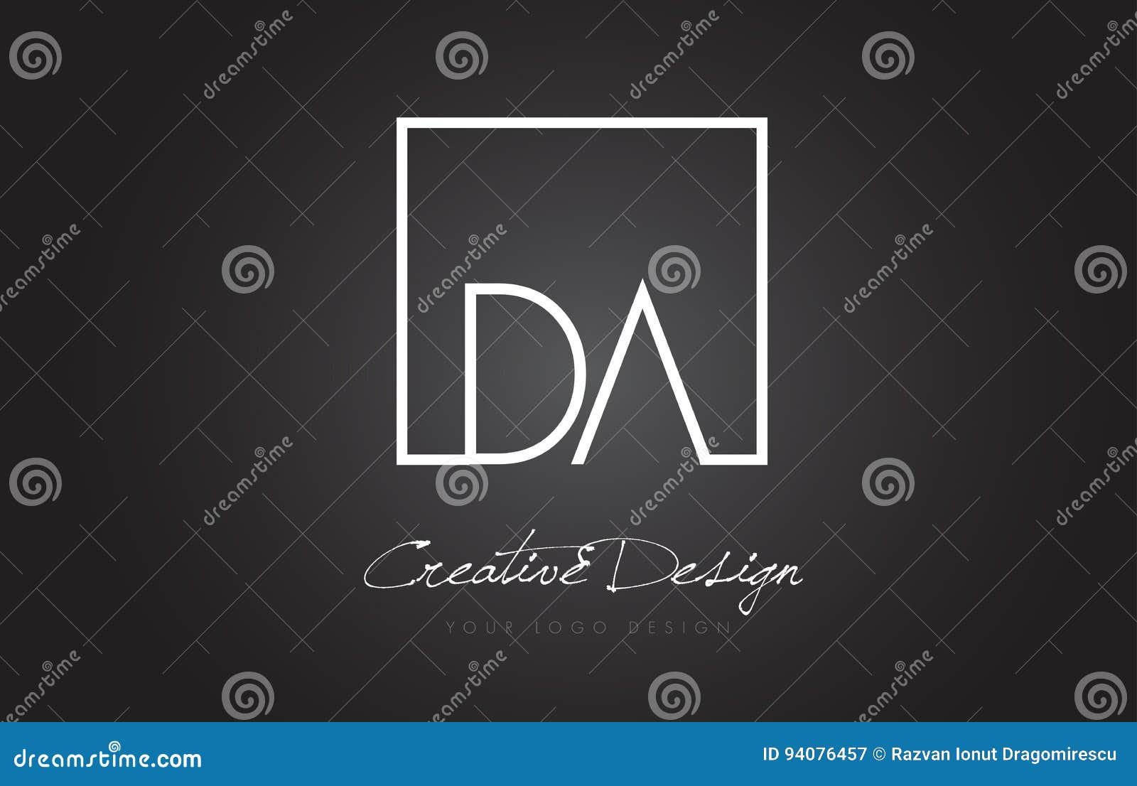 DA Square Frame Letter Logo Design with Black and White Colors. Stock ...