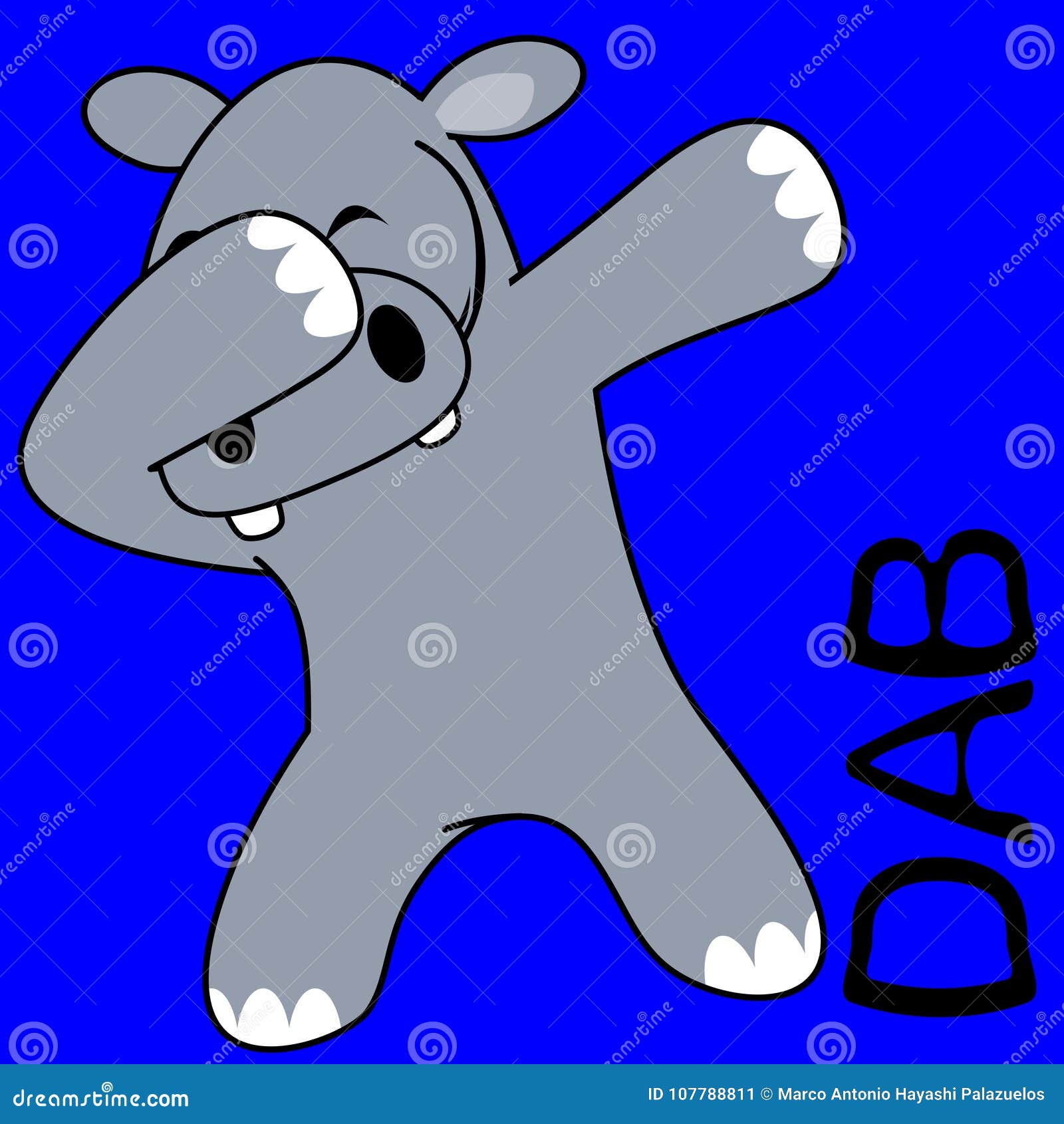 Dab Dabbing Pose Hippo Kid Cartoon | CartoonDealer.com #107788811