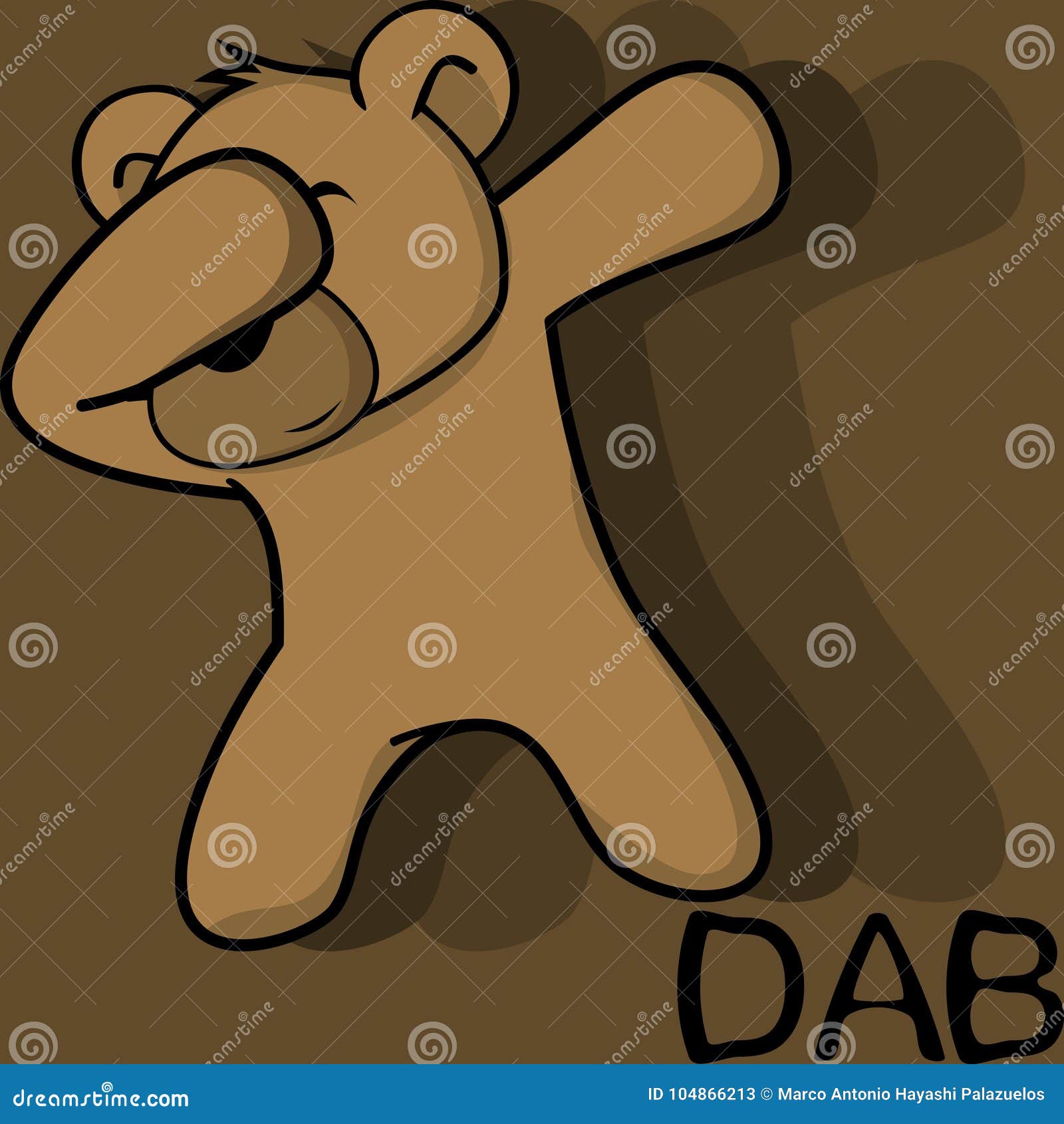Dab Dabbing Pose Teddy Bear Kid Cartoon Stock Vector - Illustration of ...