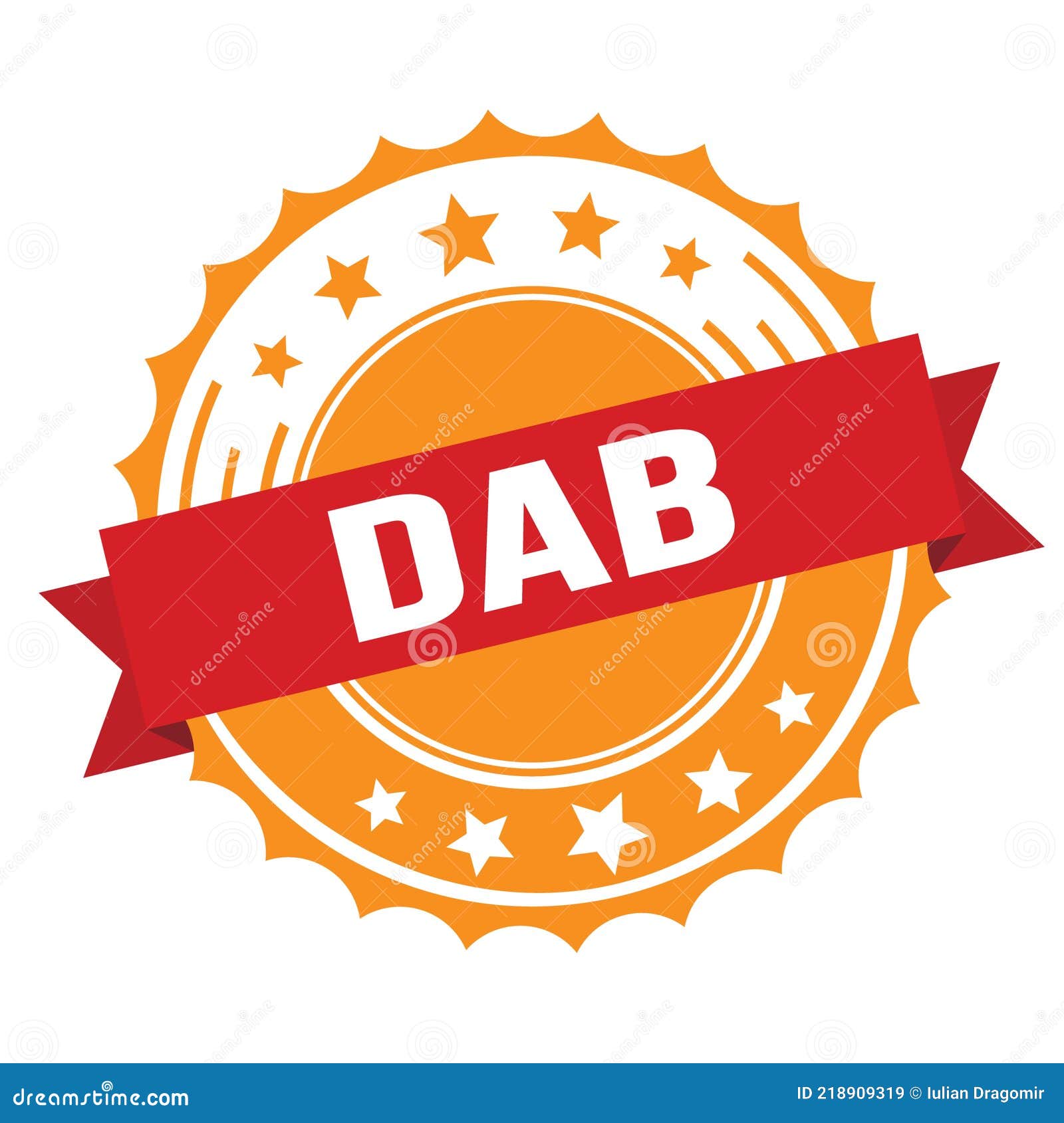 DAB Text on Red Orange Ribbon Stamp Stock Illustration - Illustration ...