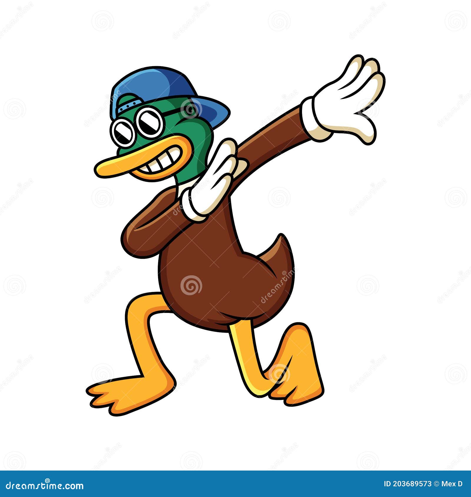Dabbing Cartoon Duck. Vector Clip Art Illustration with Funny Pose ...