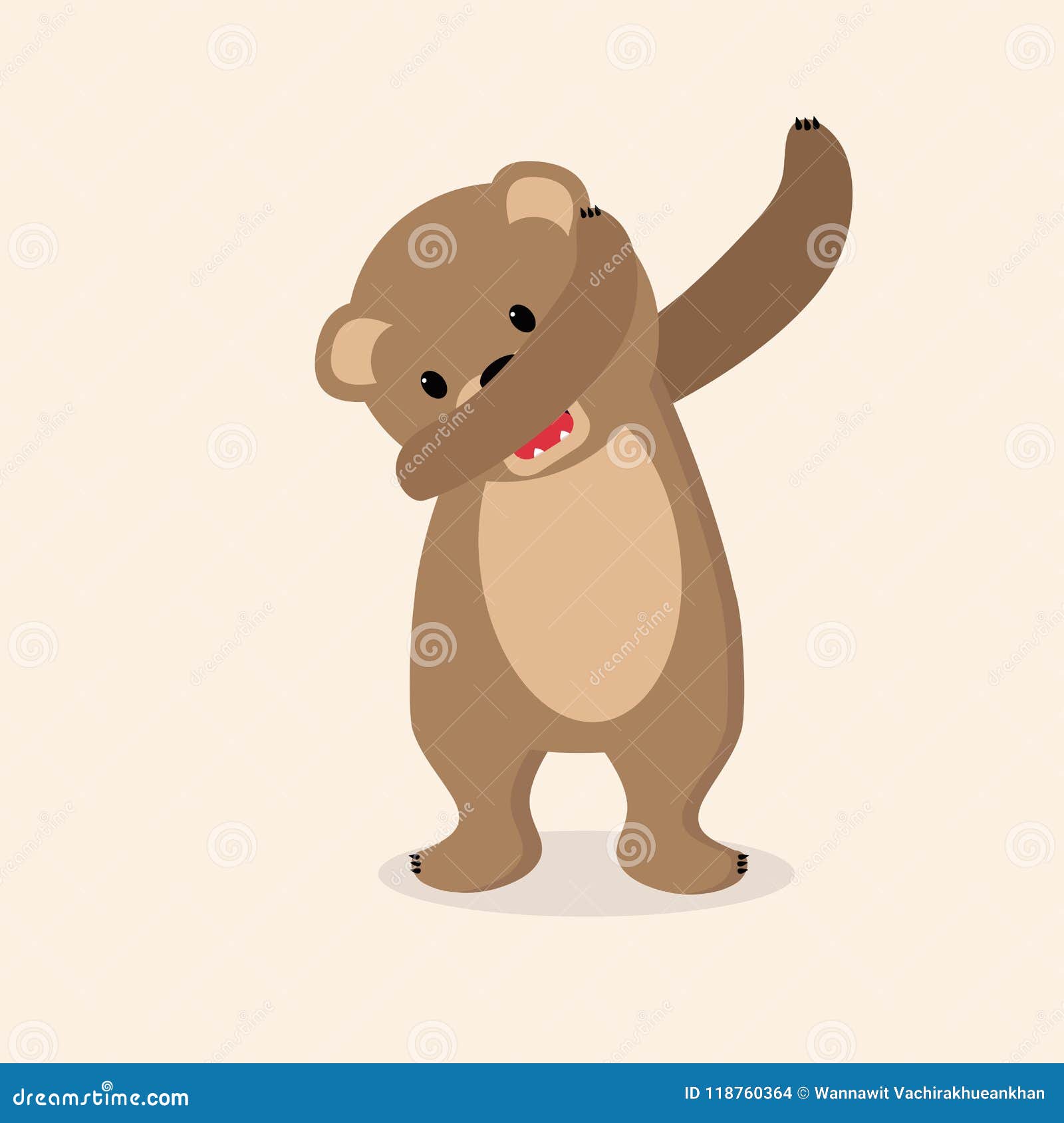 Dabbing teddy Bear Funny stock vector. Illustration of mascot - 118760364