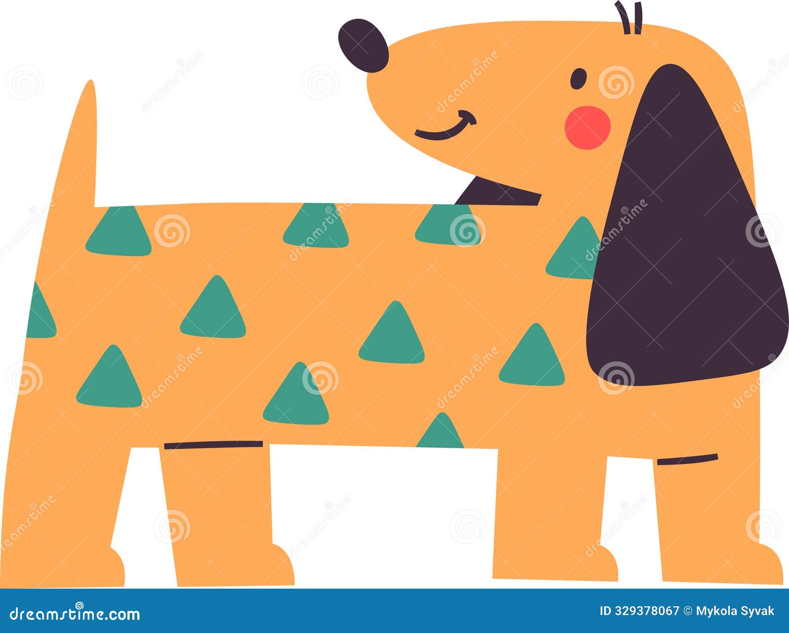 Dachshund Dog with Triangles Pattern Stock Illustration - Illustration ...