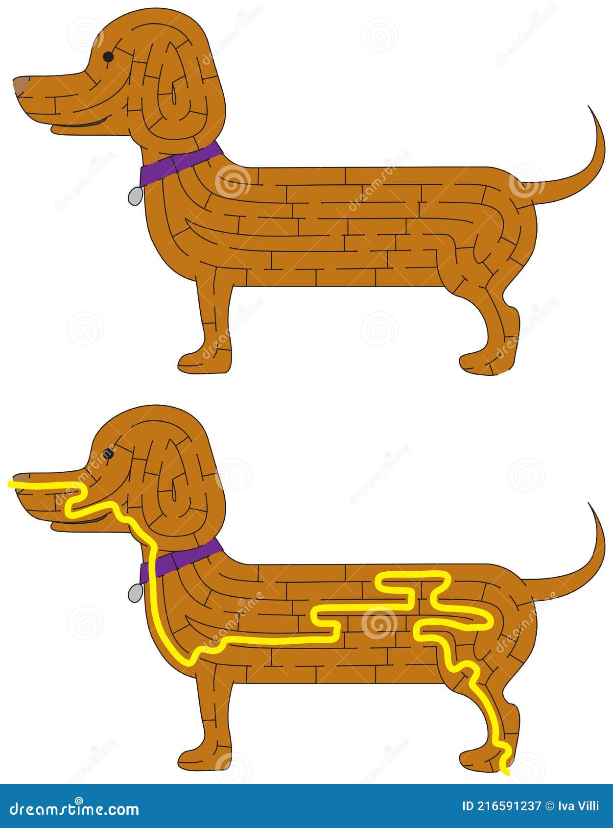 Dachshund maze stock vector. Illustration of badger - 216591237
