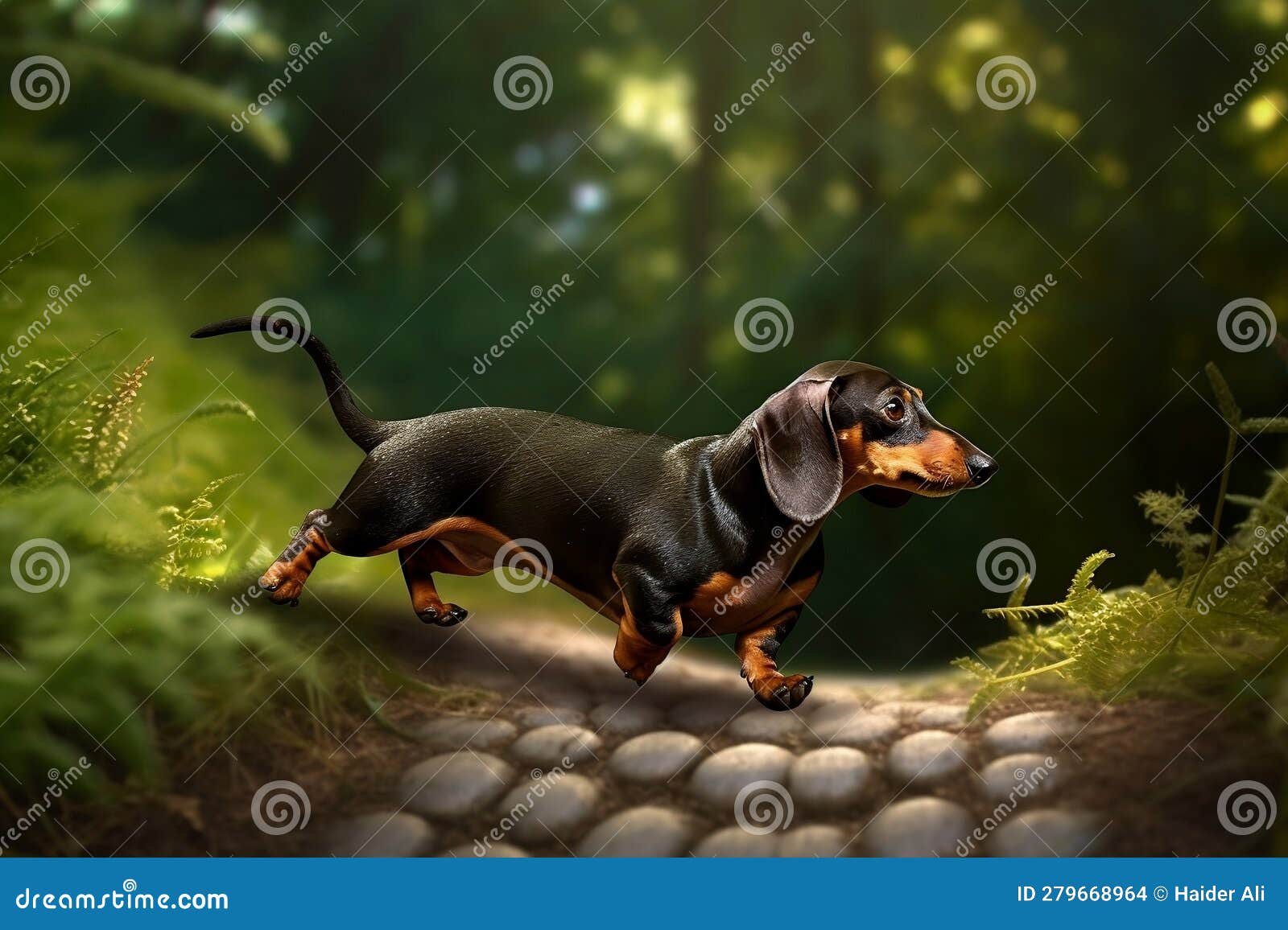 Dachshund Running Down Path Image. Generative AI Stock Illustration ...