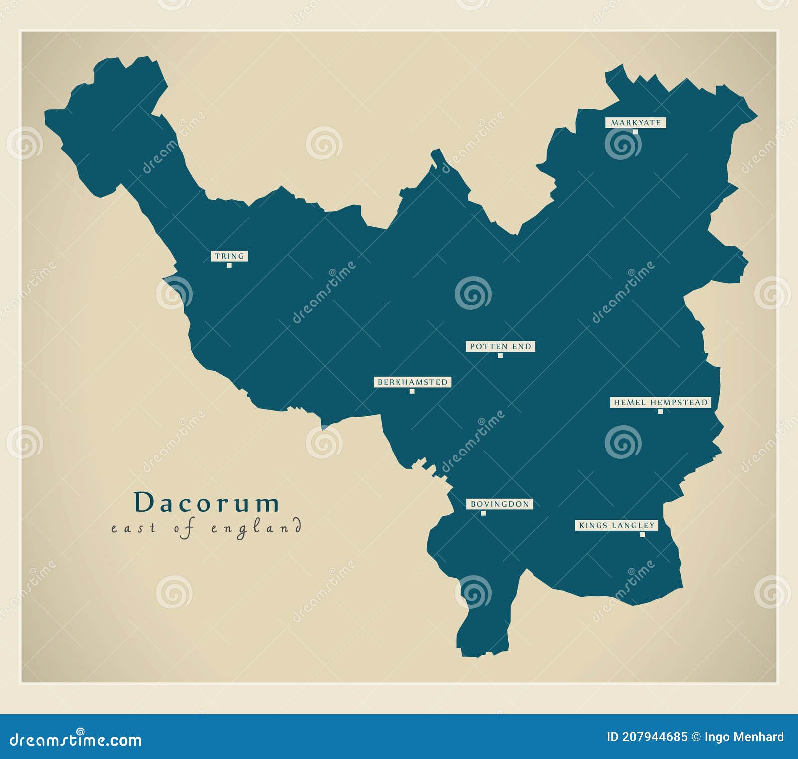Dacorum District Map - England UK Cartoon Vector | CartoonDealer.com ...
