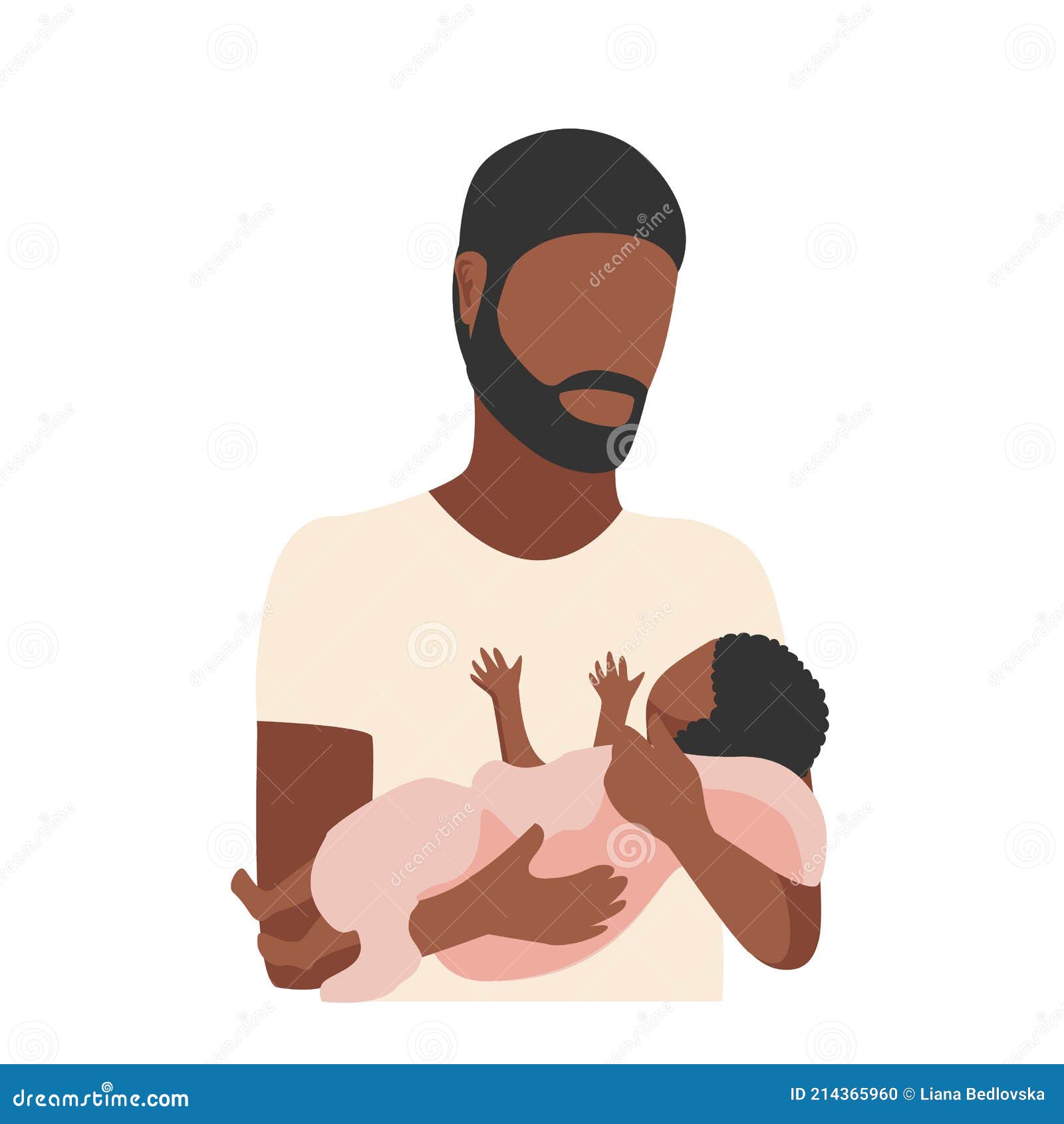 Black Dad Gently and Caringly Hugging His Little Child Stock Vector ...