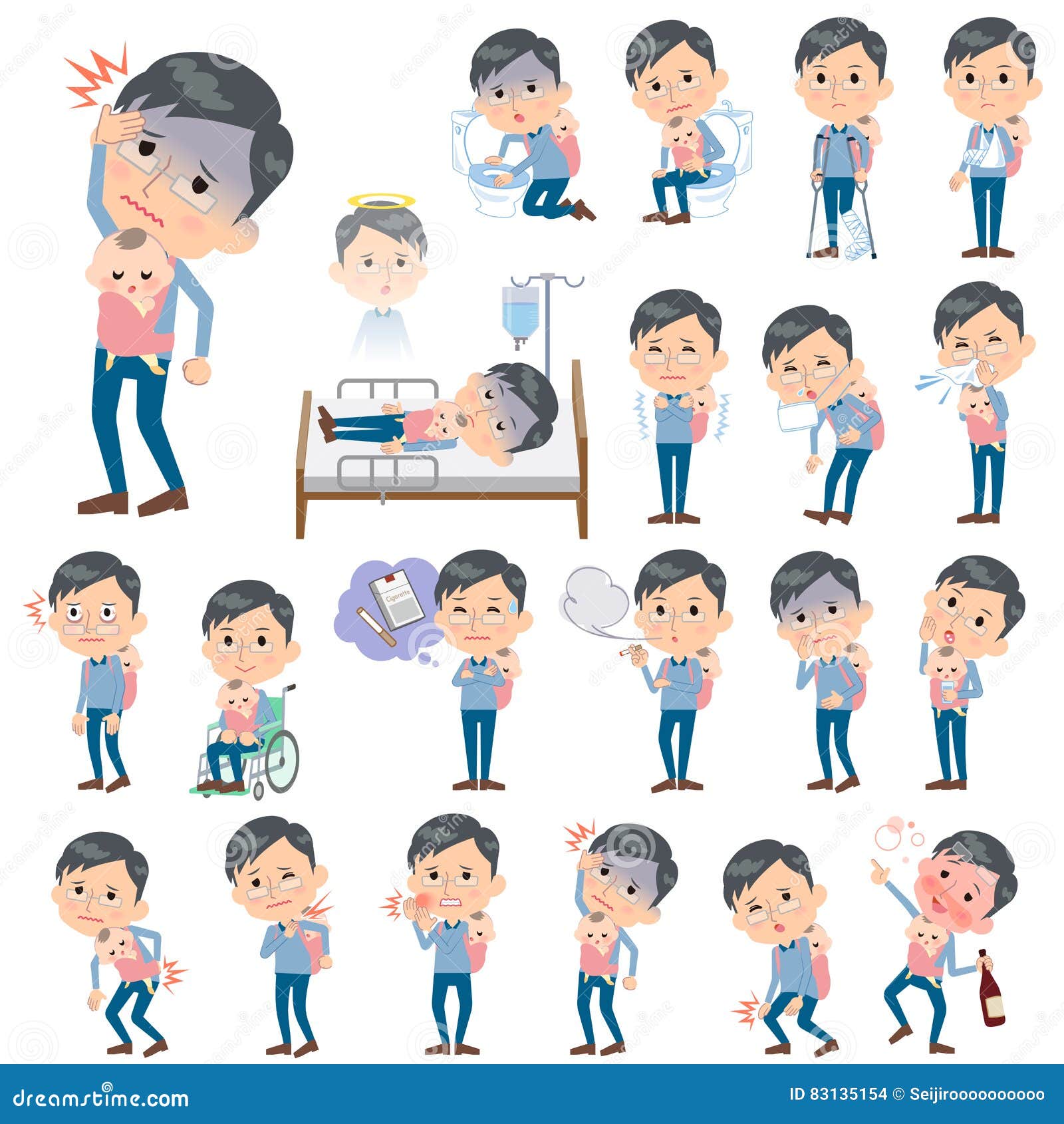 Dad and baby sickness stock vector. Illustration of childcare - 83135154