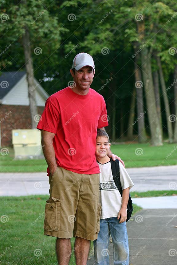 Dad at the Bus Stop stock photo. Image of handsome, friendship - 1243304
