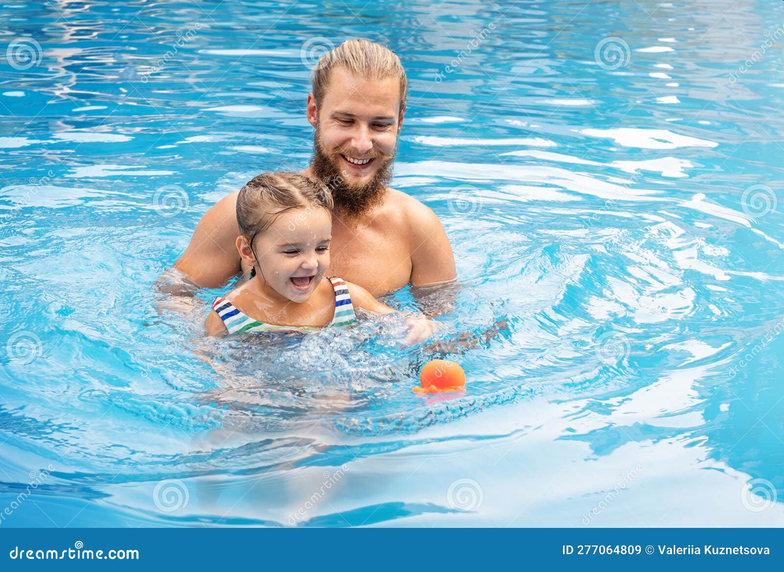 Dad and Chikd Playing in the Pool Stock Image - Image of parent, ball ...